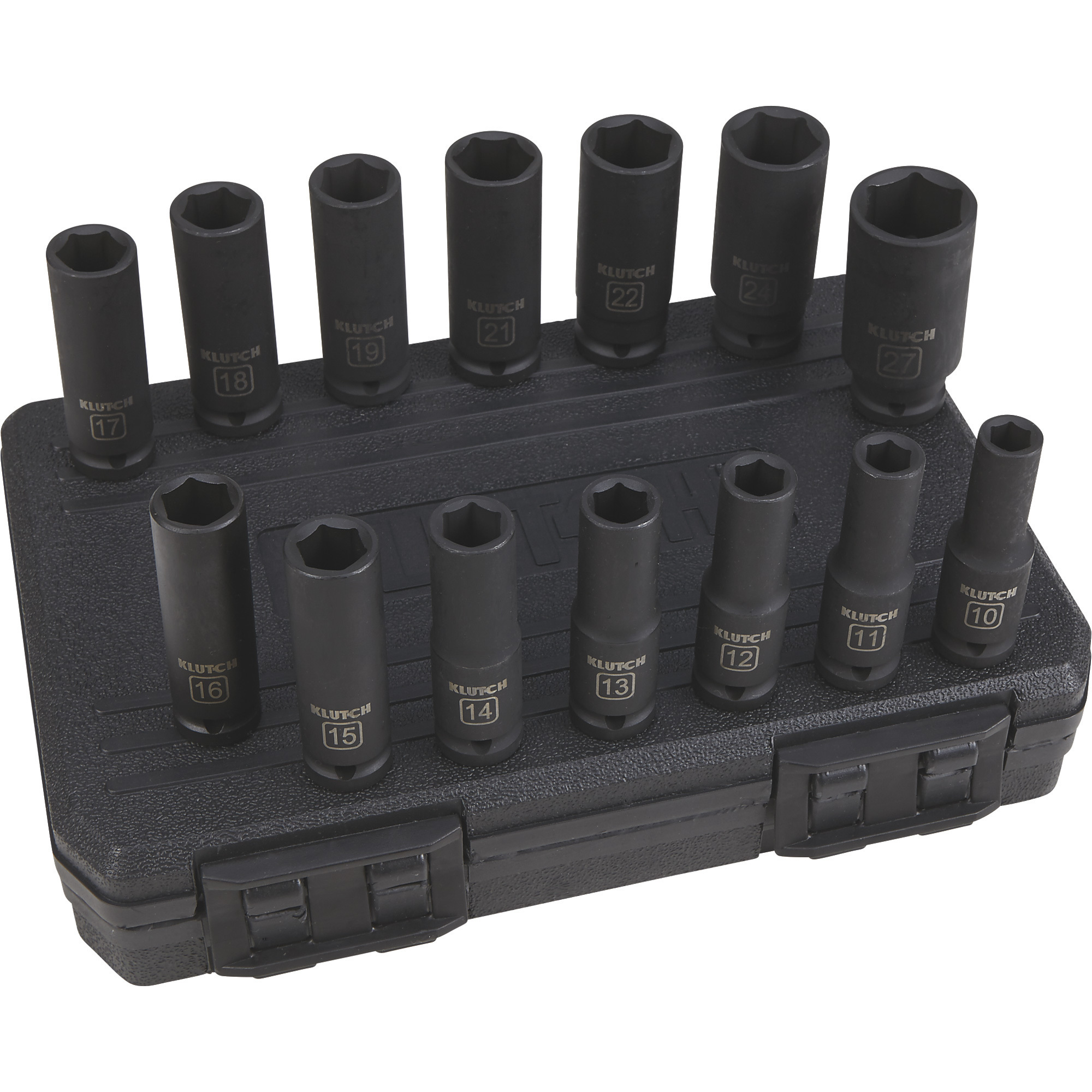 Klutch Chrome Moly 1/2in.-Drive Deep Impact Socket Set, 14-Pc., Metric ...
