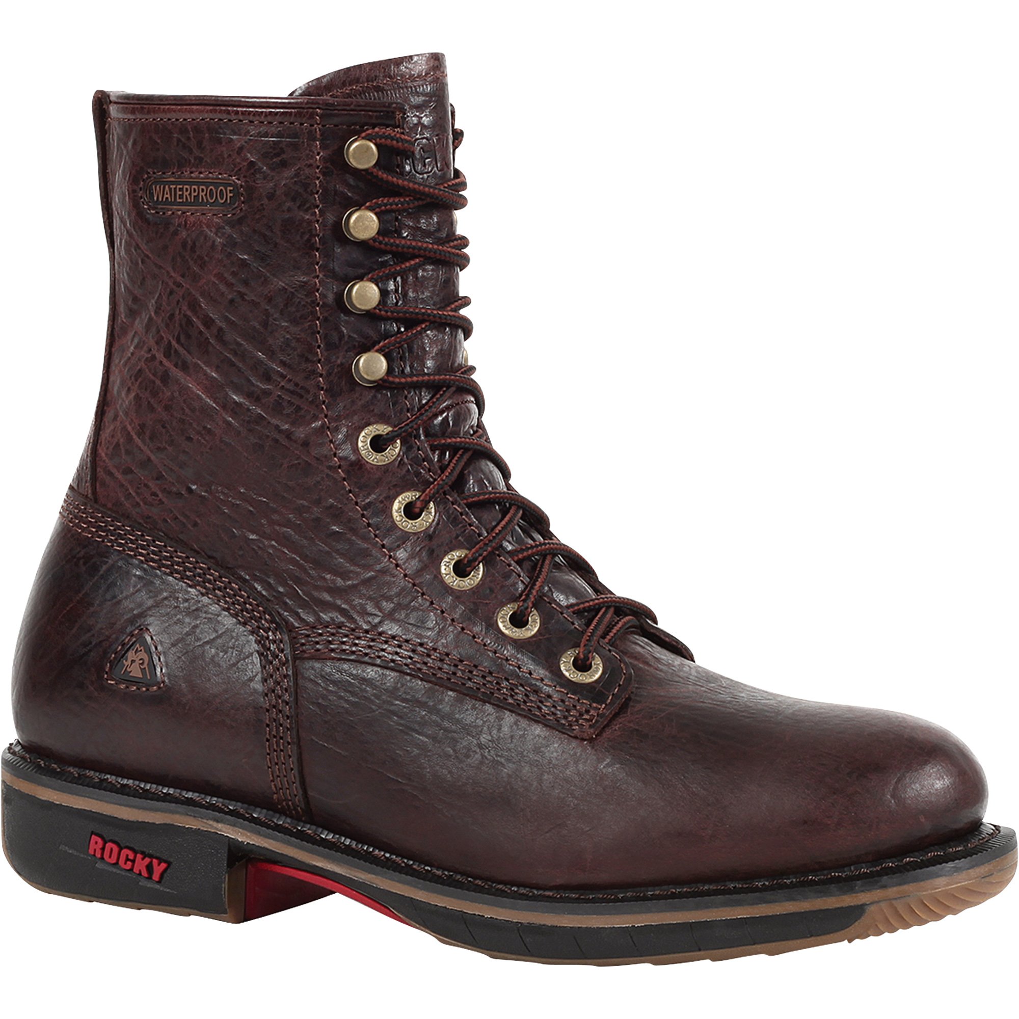 Rocky Ride 8in. Waterproof Lacer Work Boot — Dark Bay, Size 9 1/2 ...