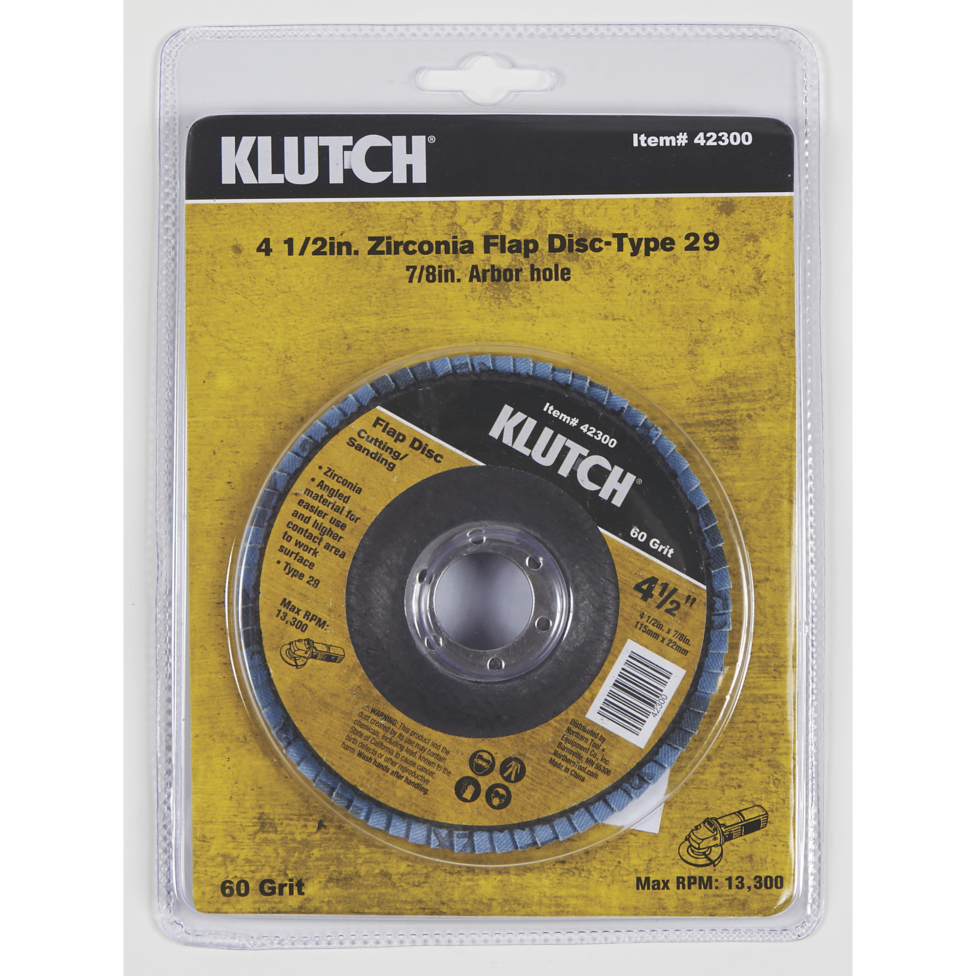 Klutch 4 1/2in. Type 29 Flap Disc — 60 Grit, 7/8in. Arbor | Northern Tool