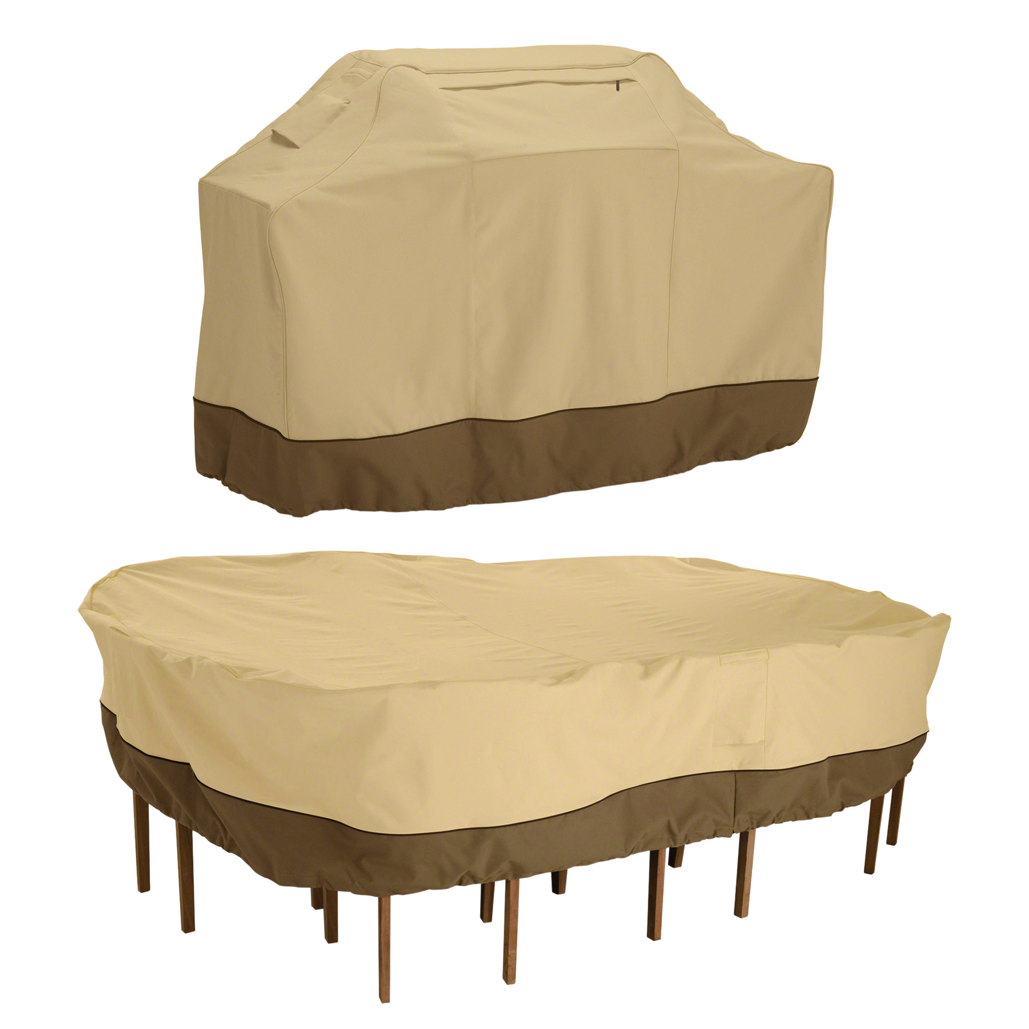 Classic Accessories Veranda Full Patio Set Cover Bundle, Tan, Polyester ...