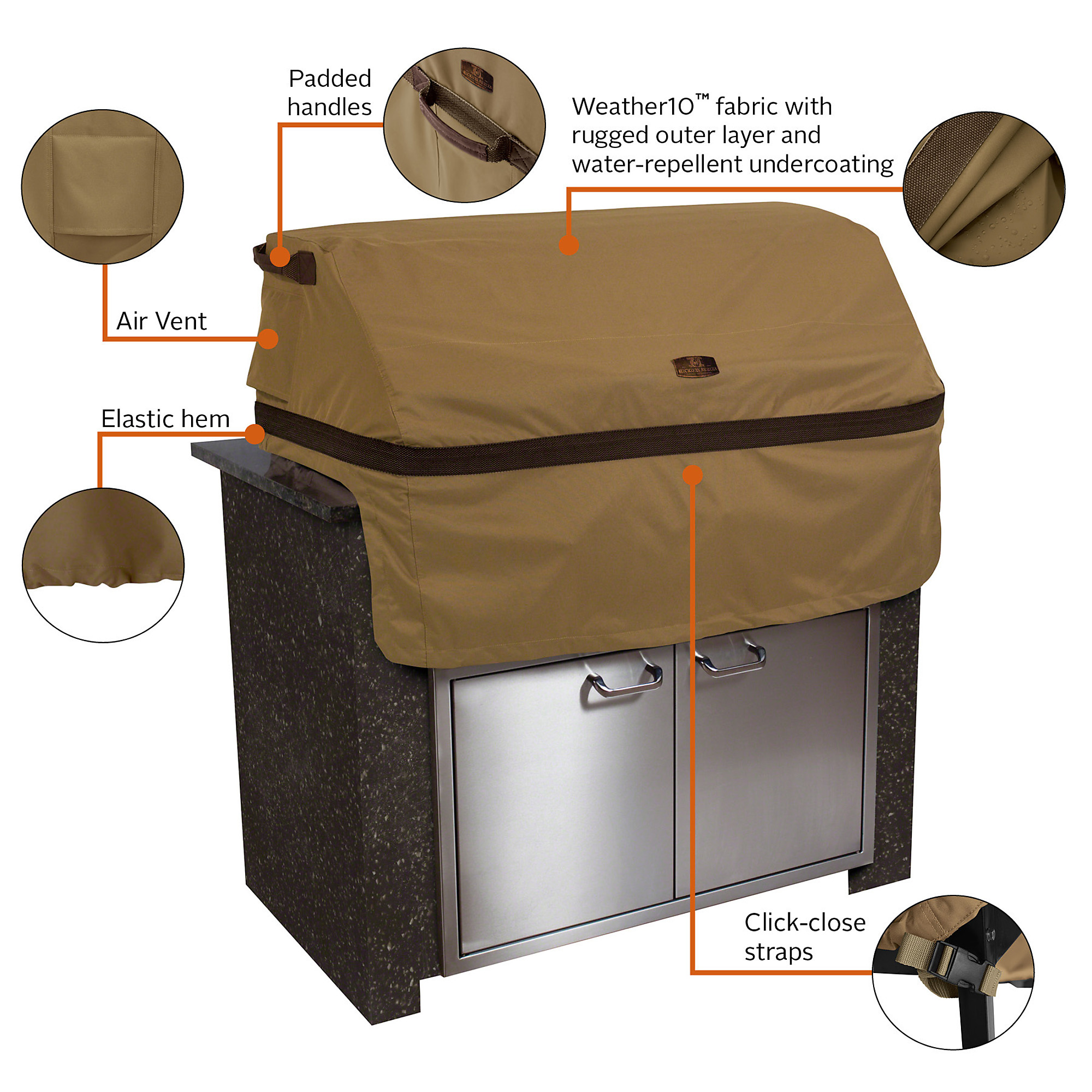Classic Accessories Hickory Built-In BBQ Grill Top Cover, S, Beige ...