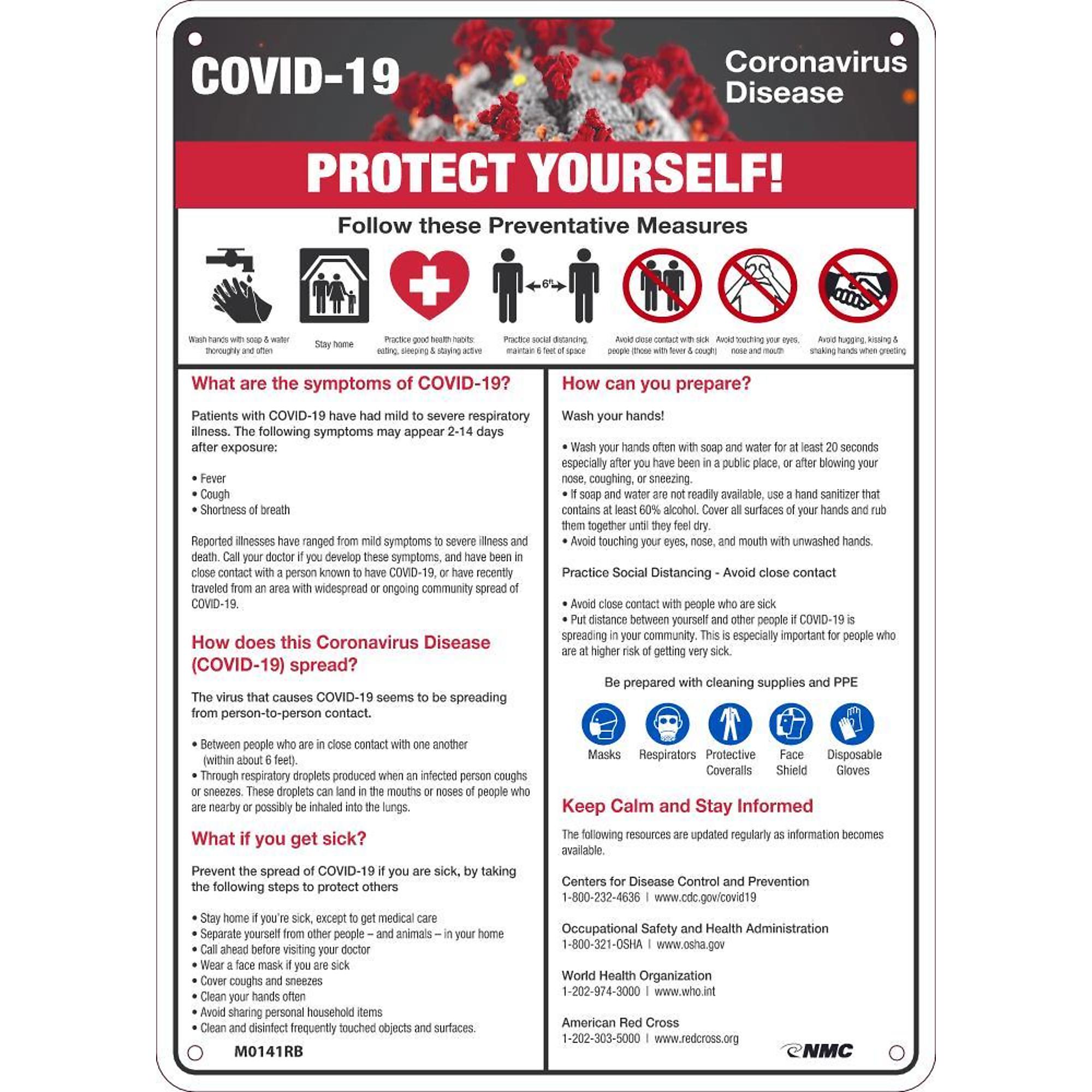 National Marker Pandemic Signage, Sign Message COVID-19 PROTECT ...