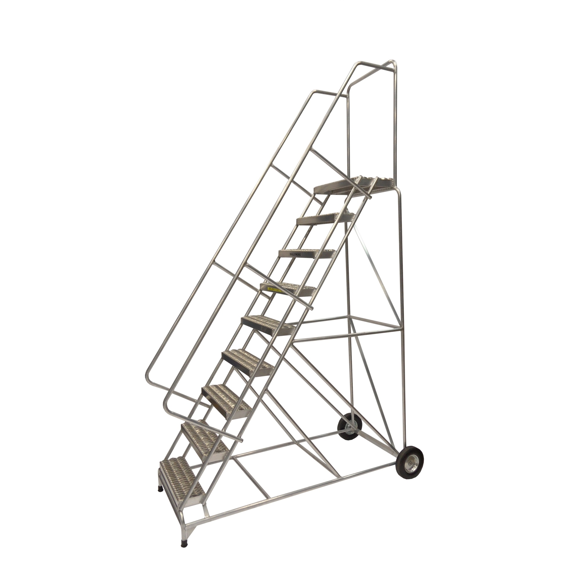 Ballymore Aluminum Rolling Ladder, Overall Height 123 in, Steps 9 ...