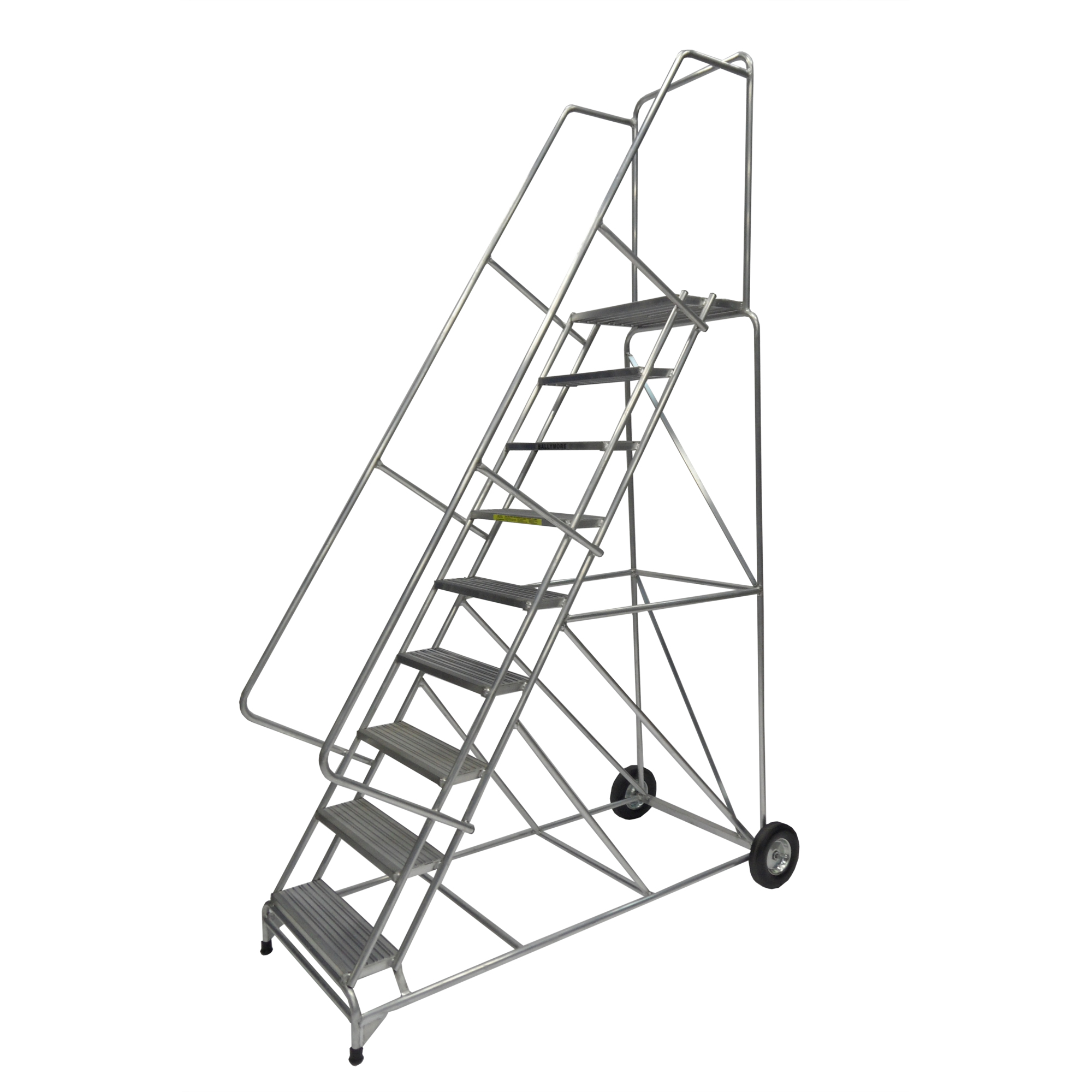 Ballymore Aluminum Rolling Ladder, Overall Height 123 in, Steps 9 ...