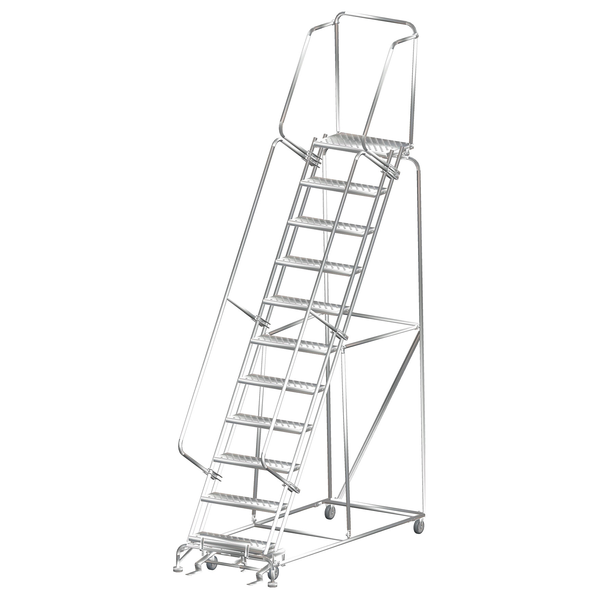 Ballymore, Stainless Steel Rolling Ladder, Overall Height 143 in, Steps ...