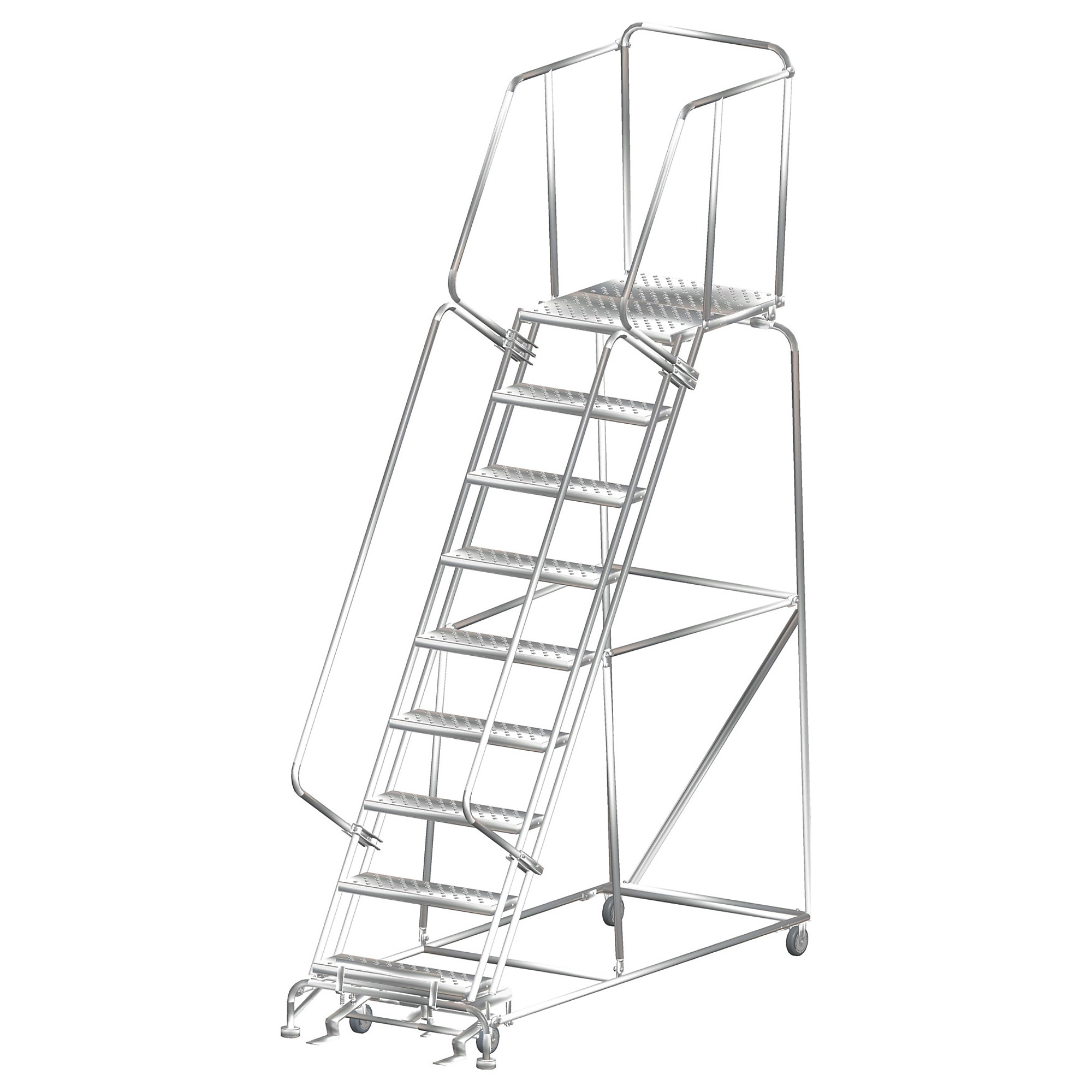 Ballymore, Stainless Steel Rolling Ladder, Overall Height 123 in, Steps ...