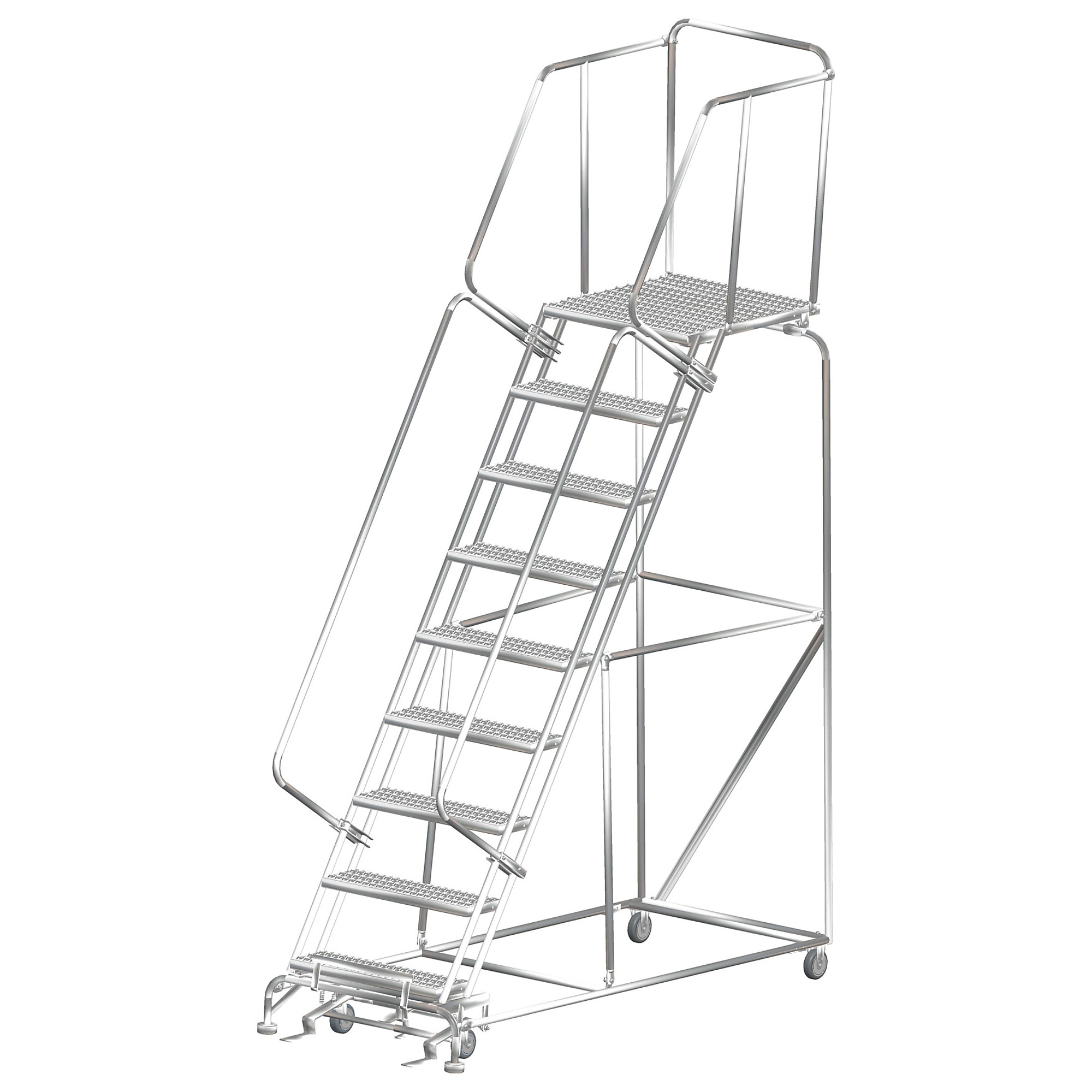 Ballymore, Stainless Steel Rolling Ladder, Overall Height 123 in, Steps ... Ballymore, Stainless Steel Rolling Ladder, Overall Height 123 in, Steps ...