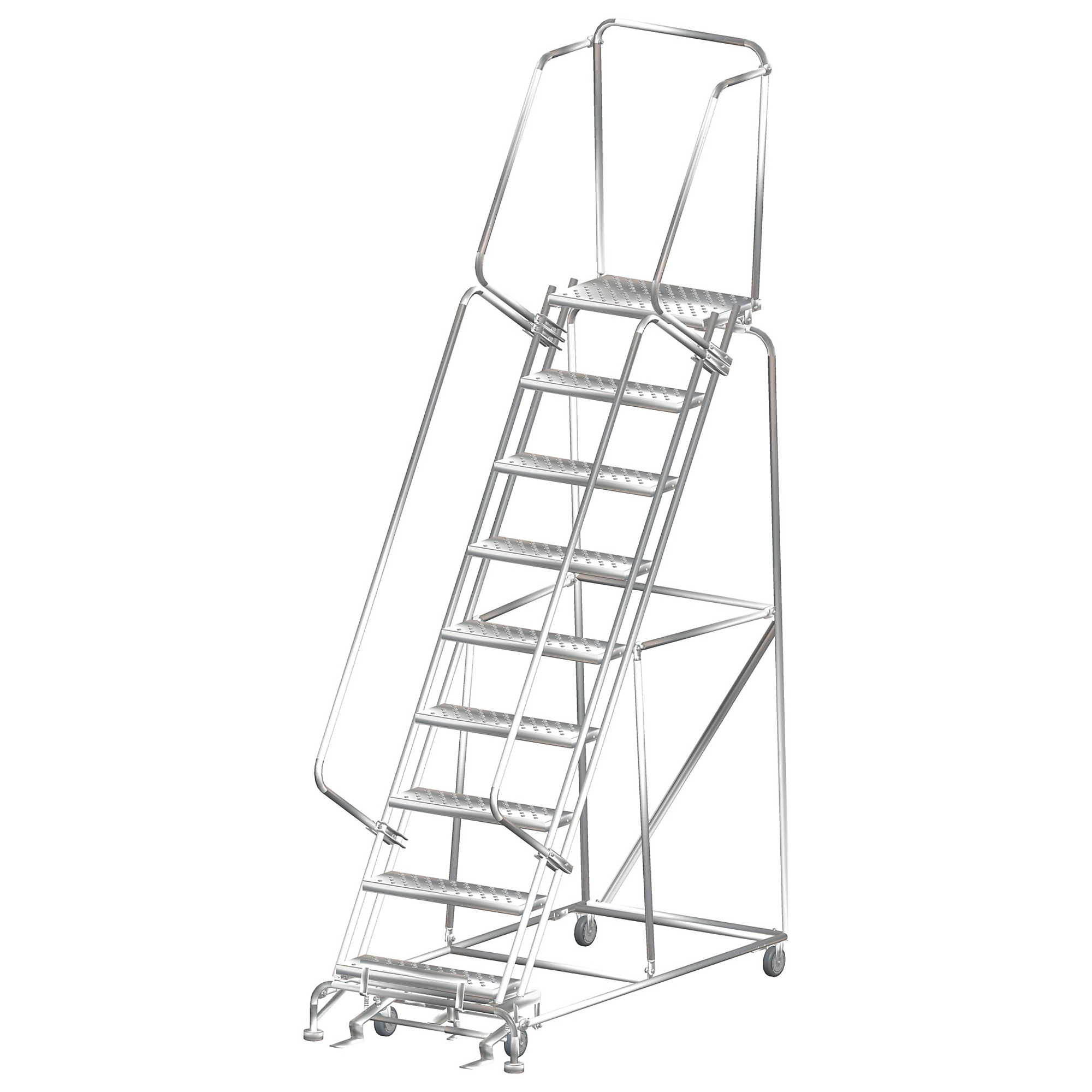 Ballymore, Stainless Steel Rolling Ladder, Overall Height 123 in, Steps ...