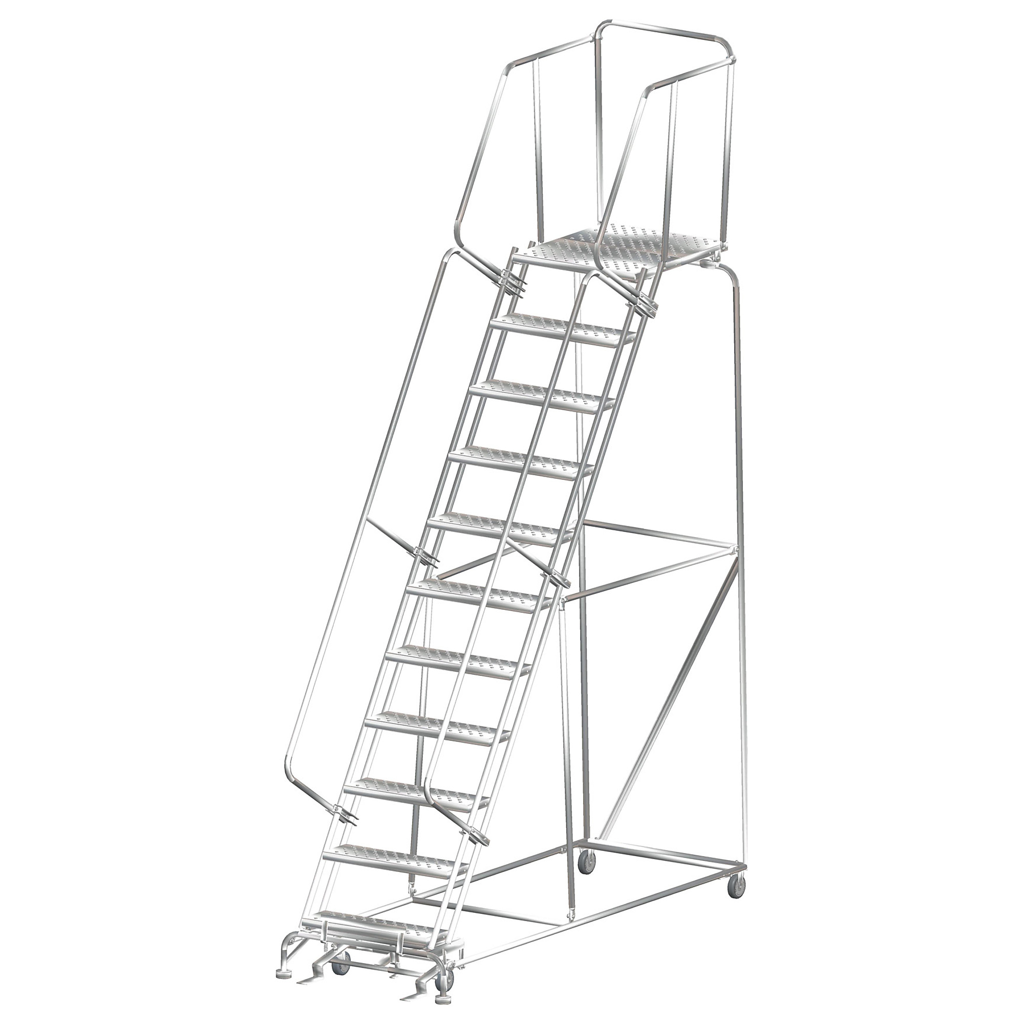Ballymore, Stainless Steel Rolling Ladder, Overall Height 143 in, Steps ...