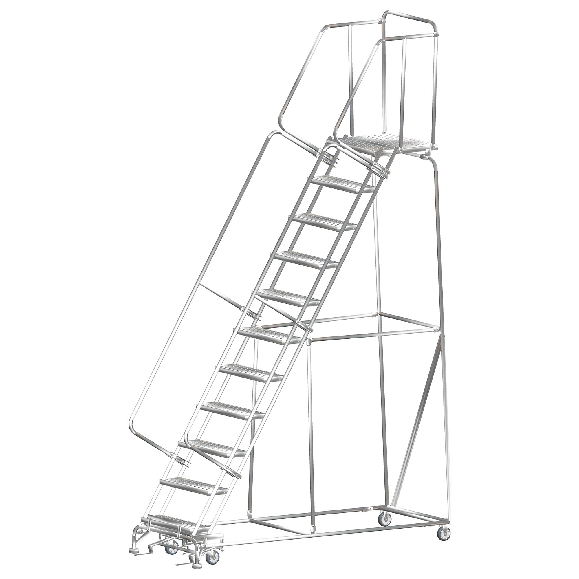 Ballymore, Stainless Steel Rolling Ladder, Overall Height 143 in, Steps ... Ballymore, Stainless Steel Rolling Ladder, Overall Height 143 in, Steps ...