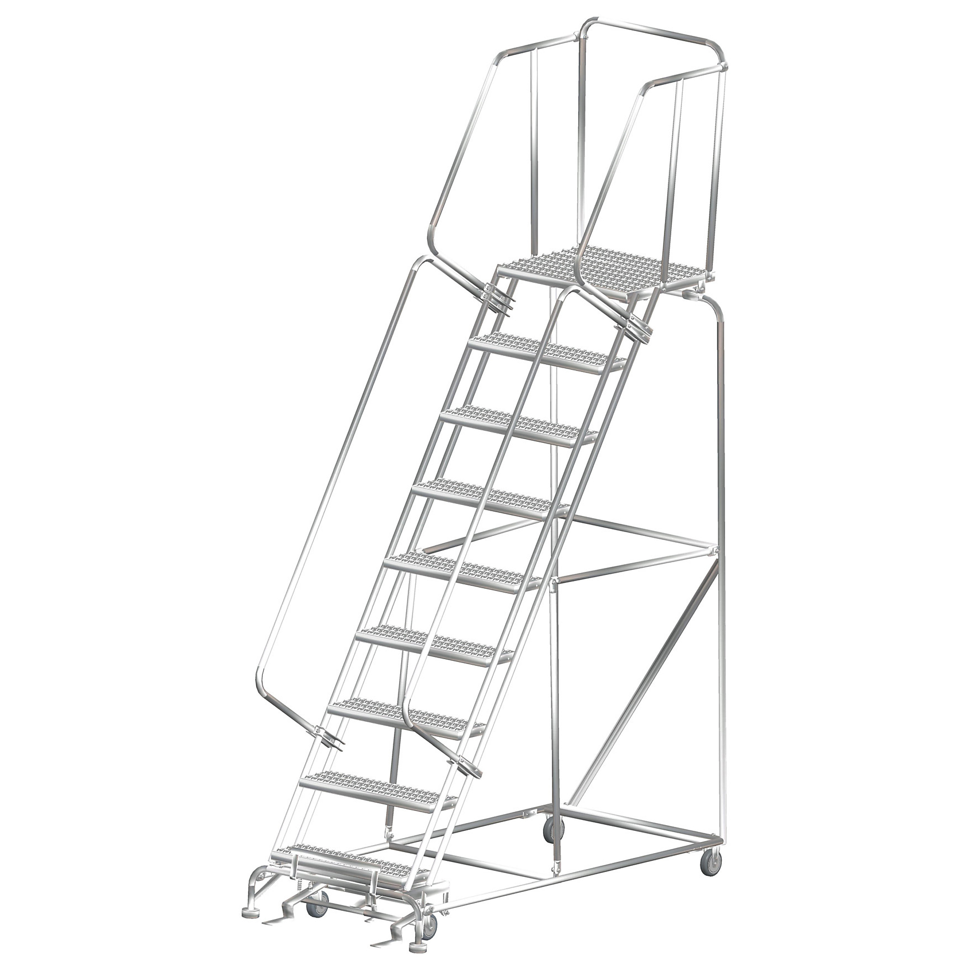 Ballymore, Stainless Steel Rolling Ladder, Overall Height 123 in, Steps ...