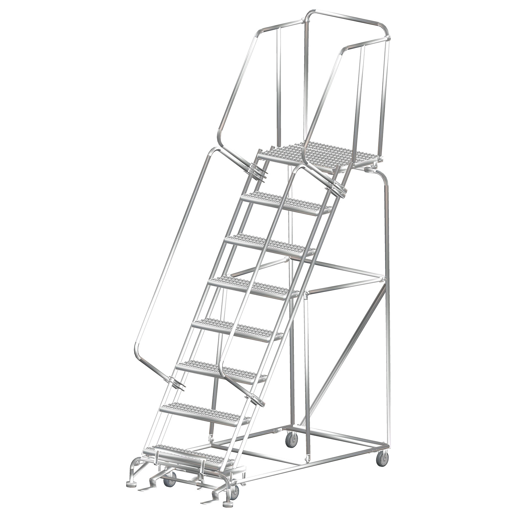 Ballymore, Stainless Steel Rolling Ladder, Overall Height 113 in, Steps ...