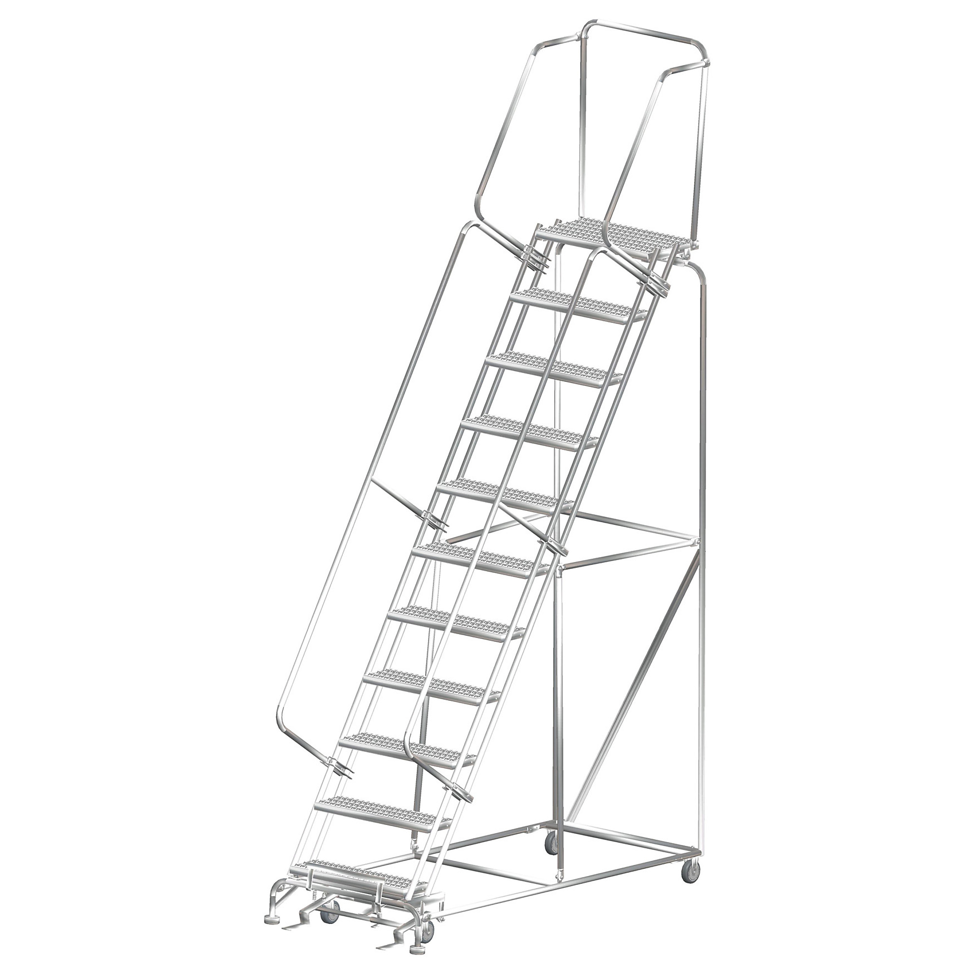 Ballymore, Stainless Steel Rolling Ladder, Overall Height 143 in, Steps ... Ballymore, Stainless Steel Rolling Ladder, Overall Height 143 in, Steps ...