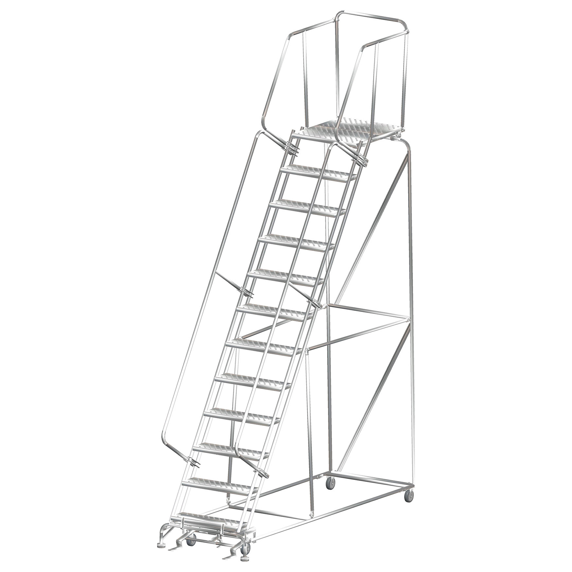 Ballymore, Stainless Steel Rolling Ladder, Overall Height 153 in, Steps ...
