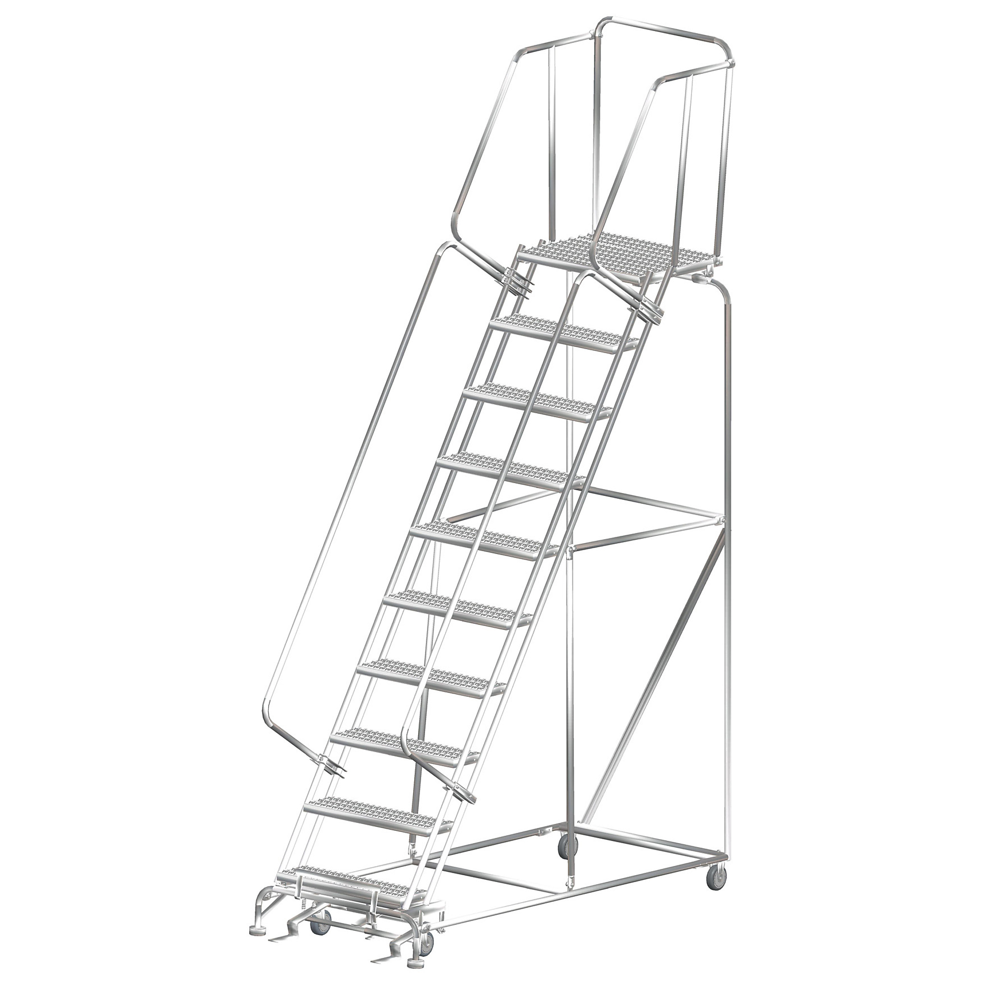 Ballymore, Stainless Steel Rolling Ladder, Overall Height 133 in, Steps ...