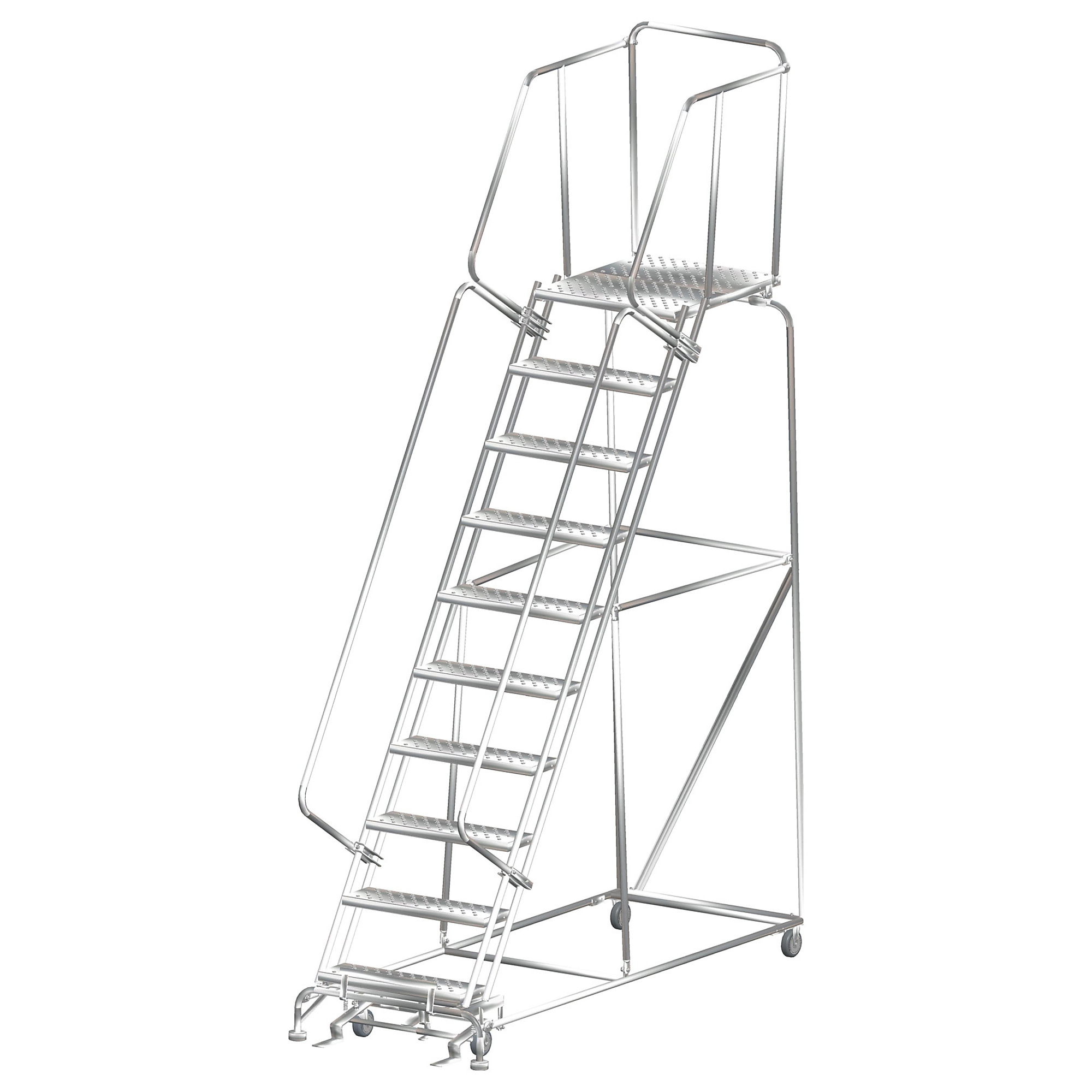 Ballymore, Stainless Steel Rolling Ladder, Overall Height 133 in, Steps ...