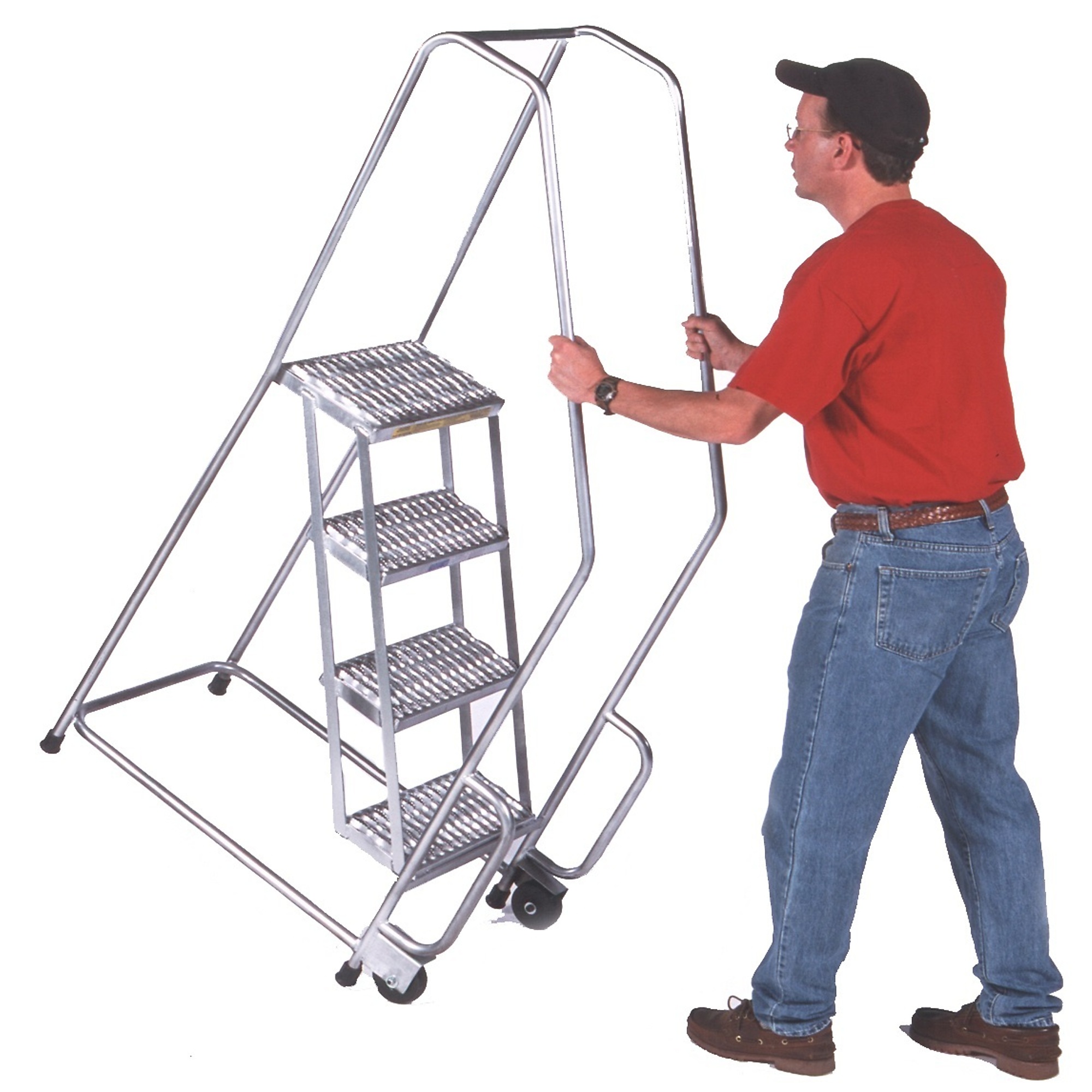 Ballymore Aluminum Rolling Ladder, Overall Height 96.5 in, Steps 7 ...