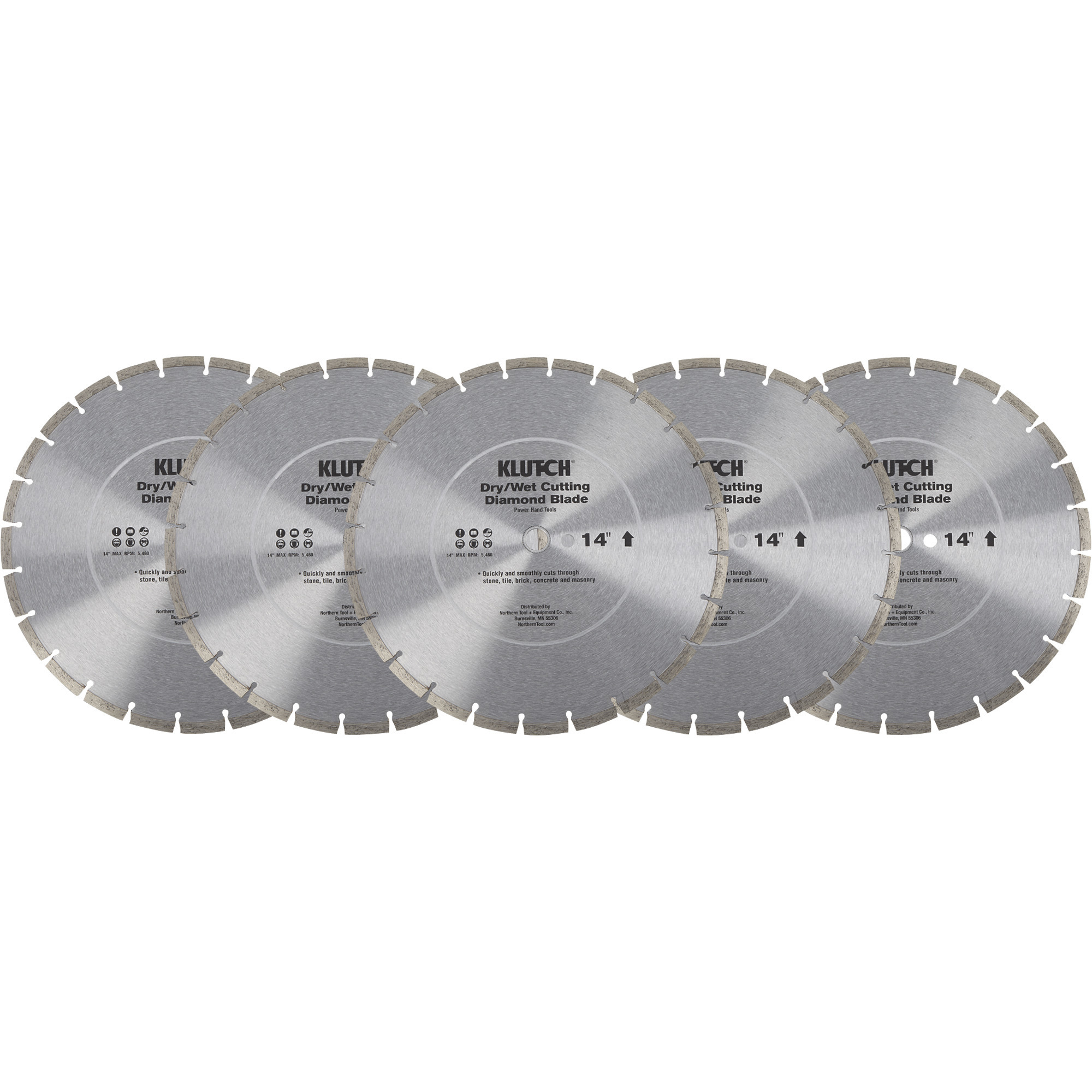 Klutch 14in. Segmented Diamond Blades, 5-Pack | Northern Tool