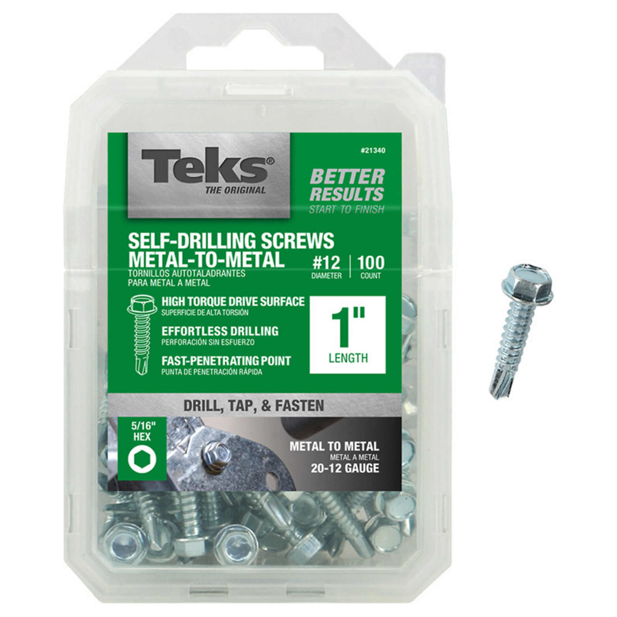 Teks, SCRW MTL SELF-TAP HEX 12X1, Model# 21340 | Northern Tool