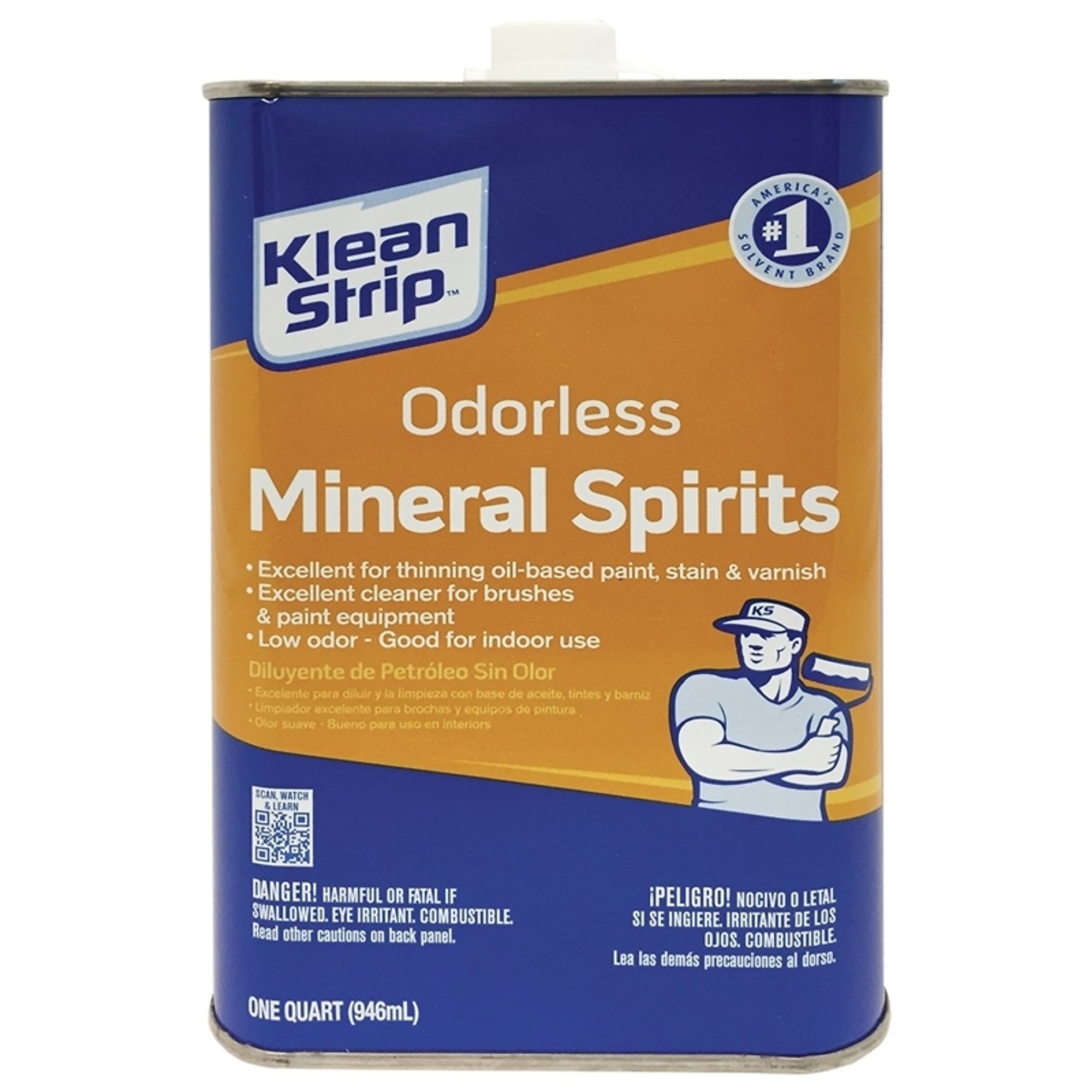Klean Strip, MINERAL SPIRITS ODORLESS QT, Container Size 1 QUART, Color ...