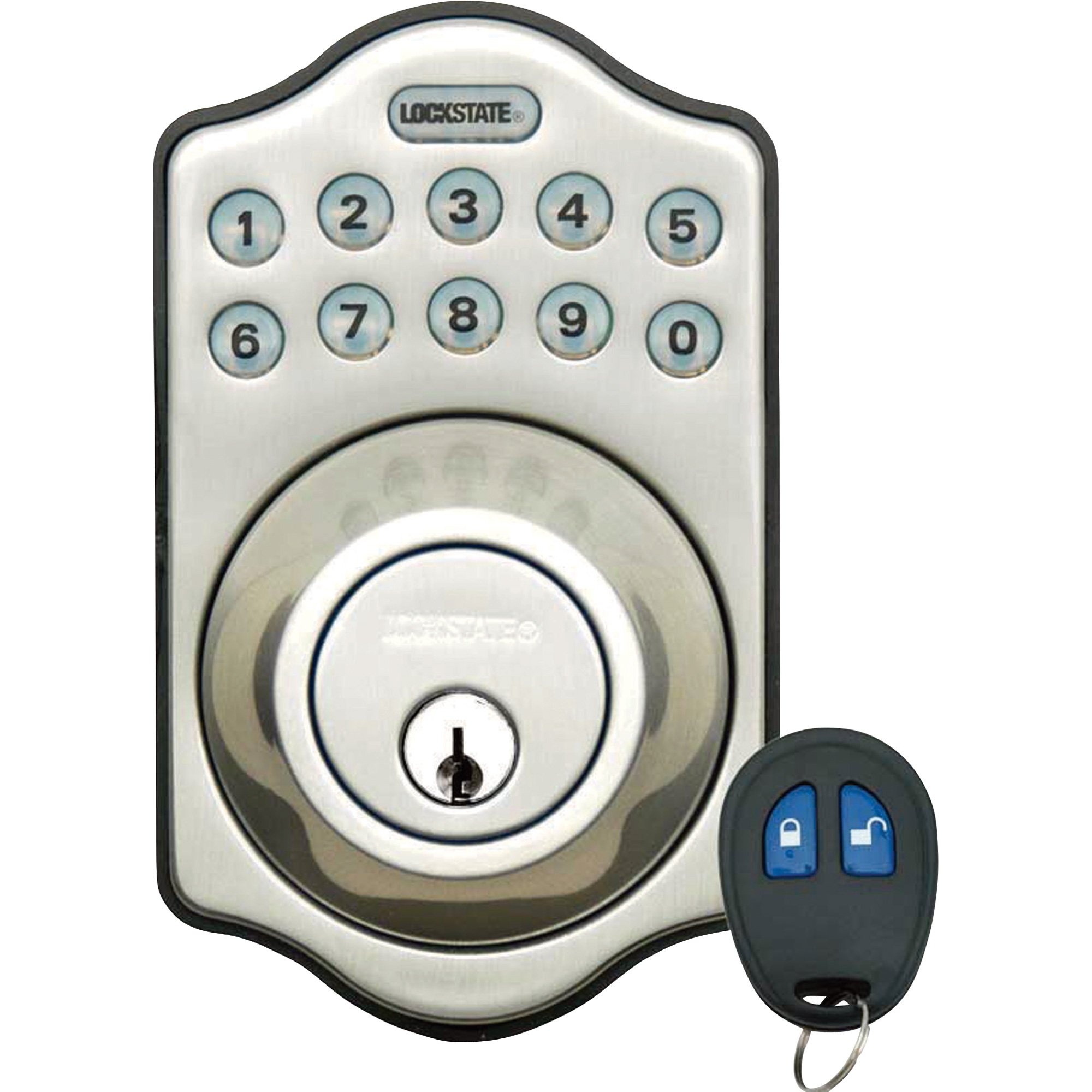Electronic Deadbolt with Remote and Keys — Satin Silver Finish, Model ...