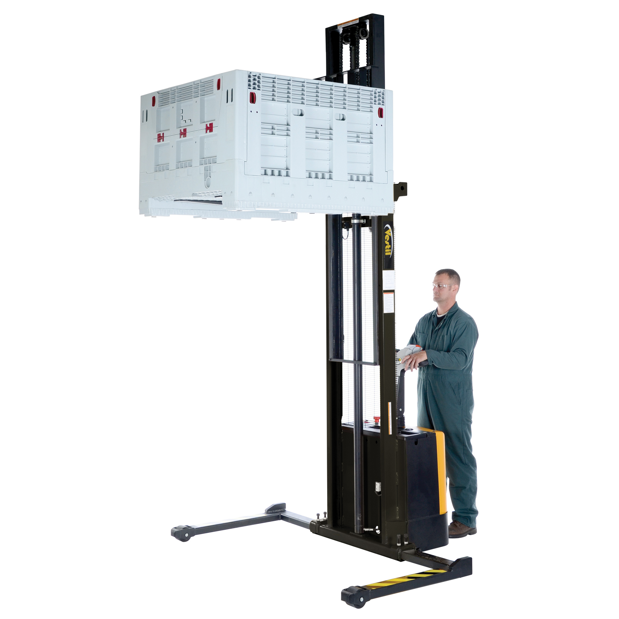 Vestil, Powered Lift Pallet Stacker Forklift, Capacity 2000 lb, Raised ...