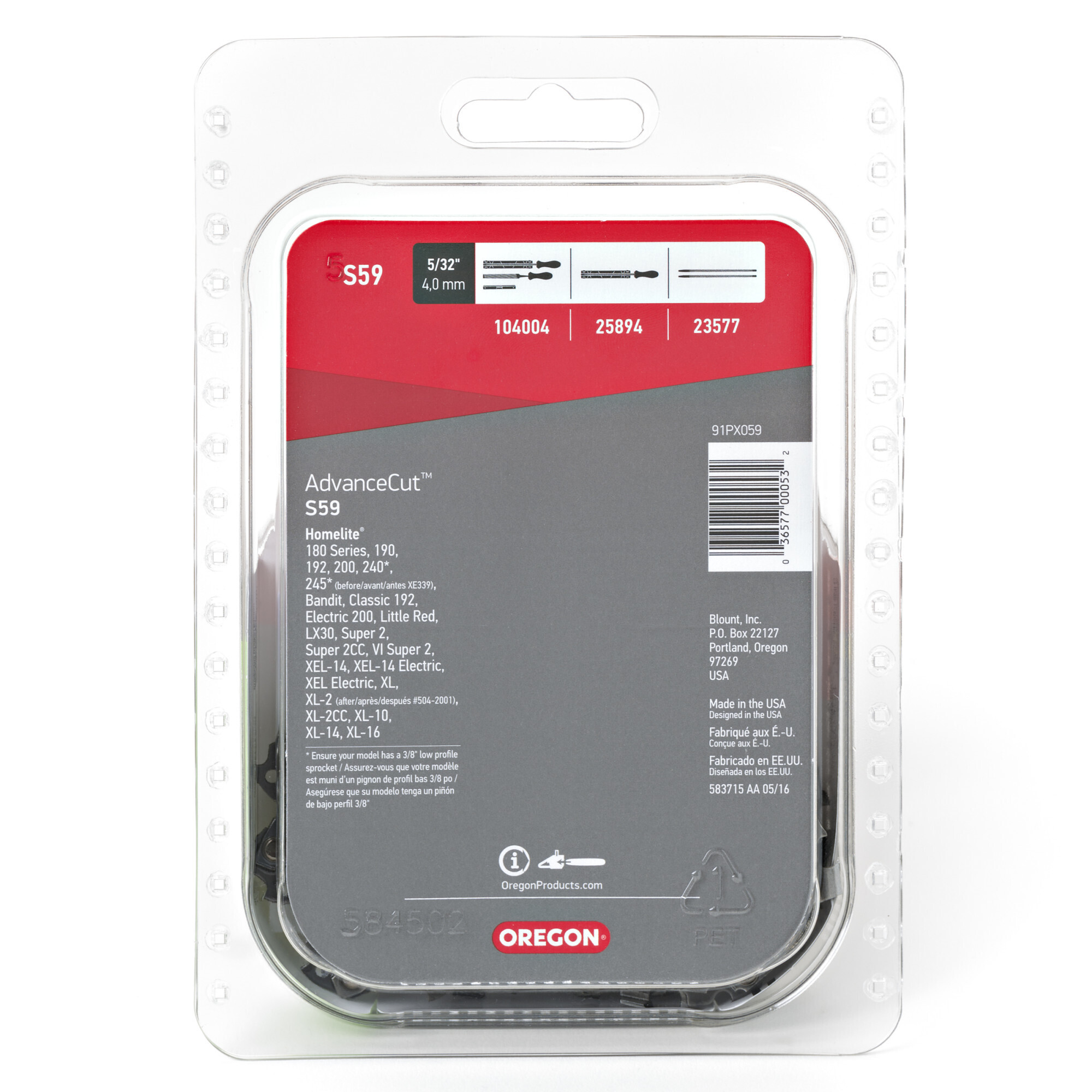 Oregon, ControlCut Chainsaw Chain, Bar Length 16 in, Chain Pitch 3/8 in ...