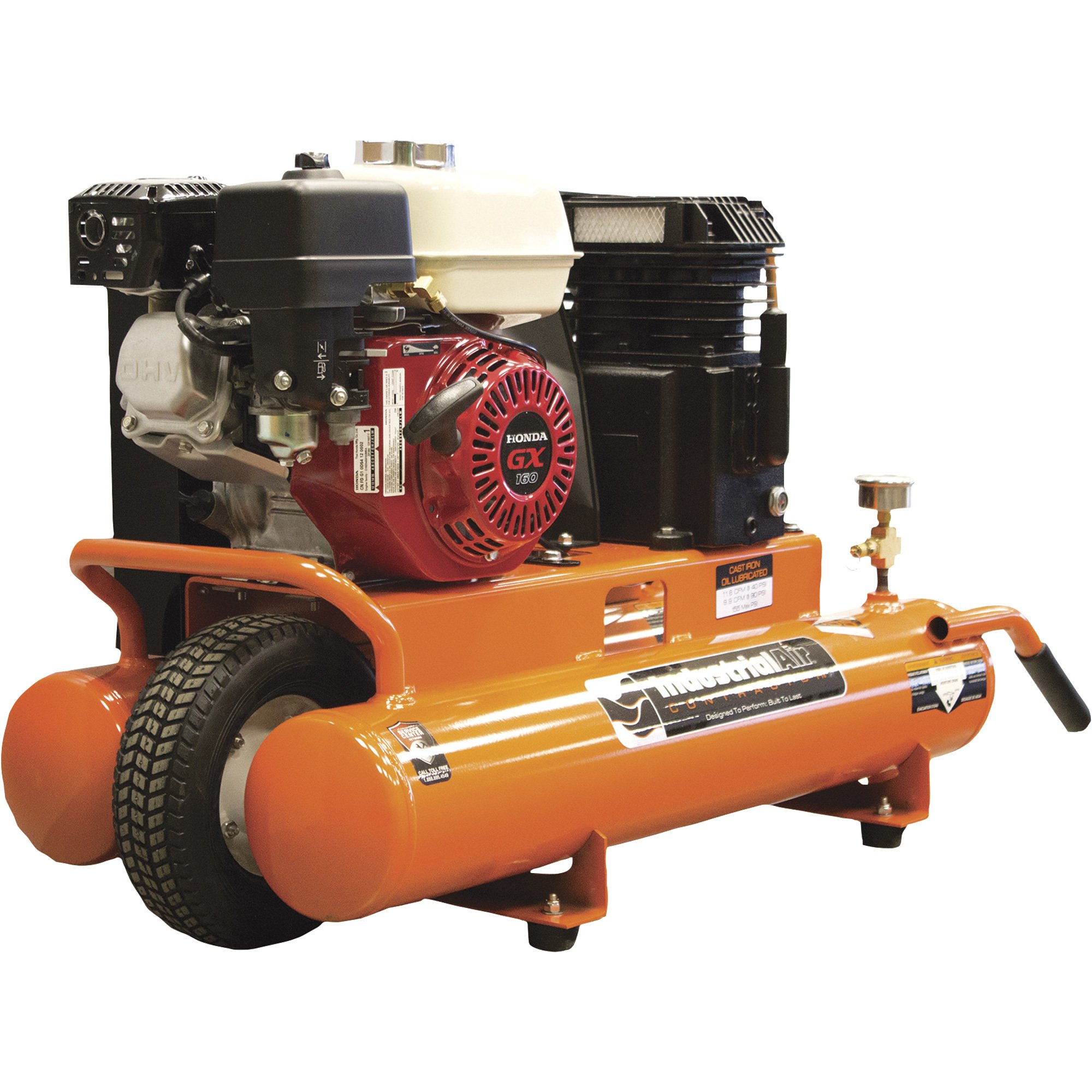 Industrial Air Gas-Powered Wheelbarrow Air Compressor — 5.5 HP Honda ...