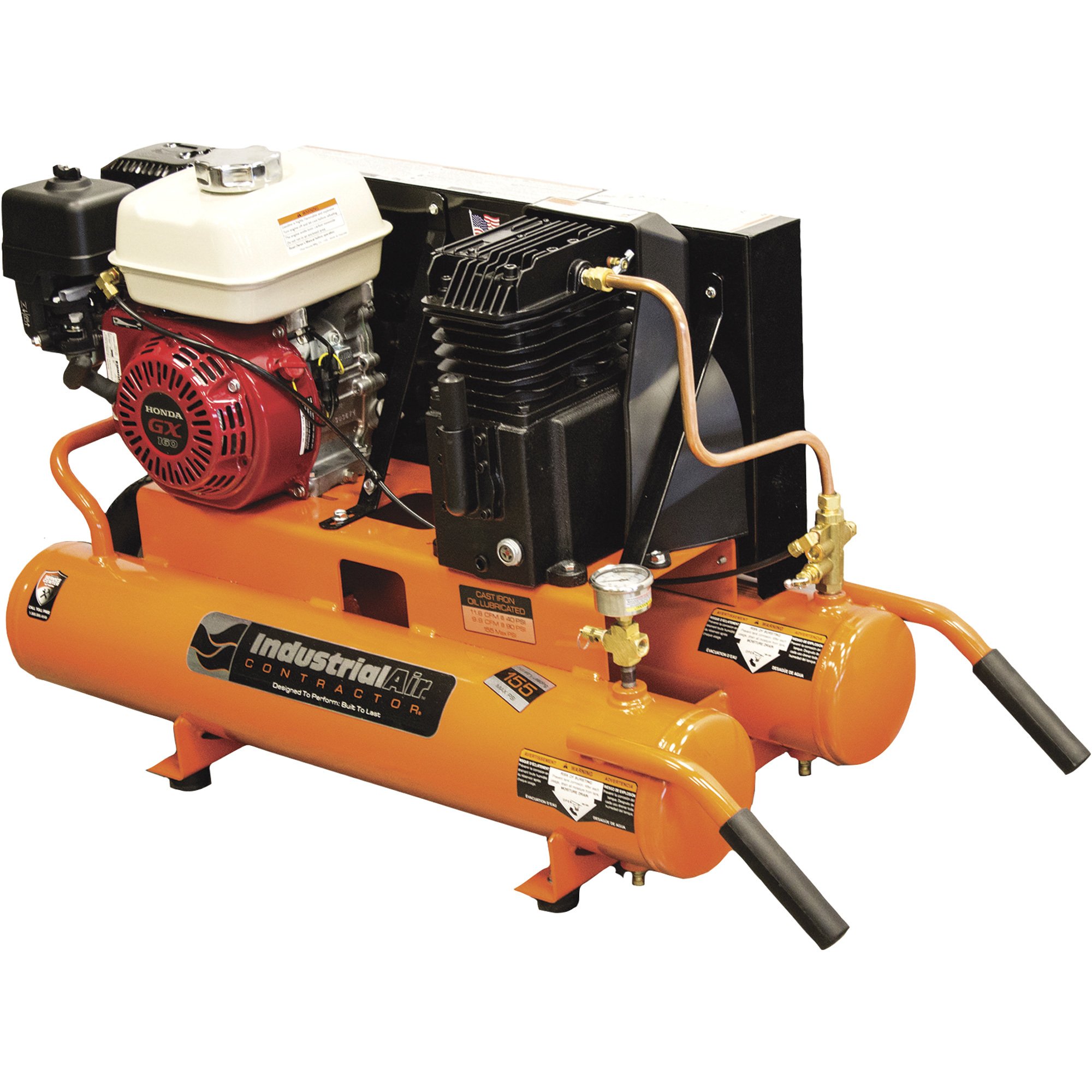 Industrial Air Gas-Powered Wheelbarrow Air Compressor — 5.5 HP Honda ...