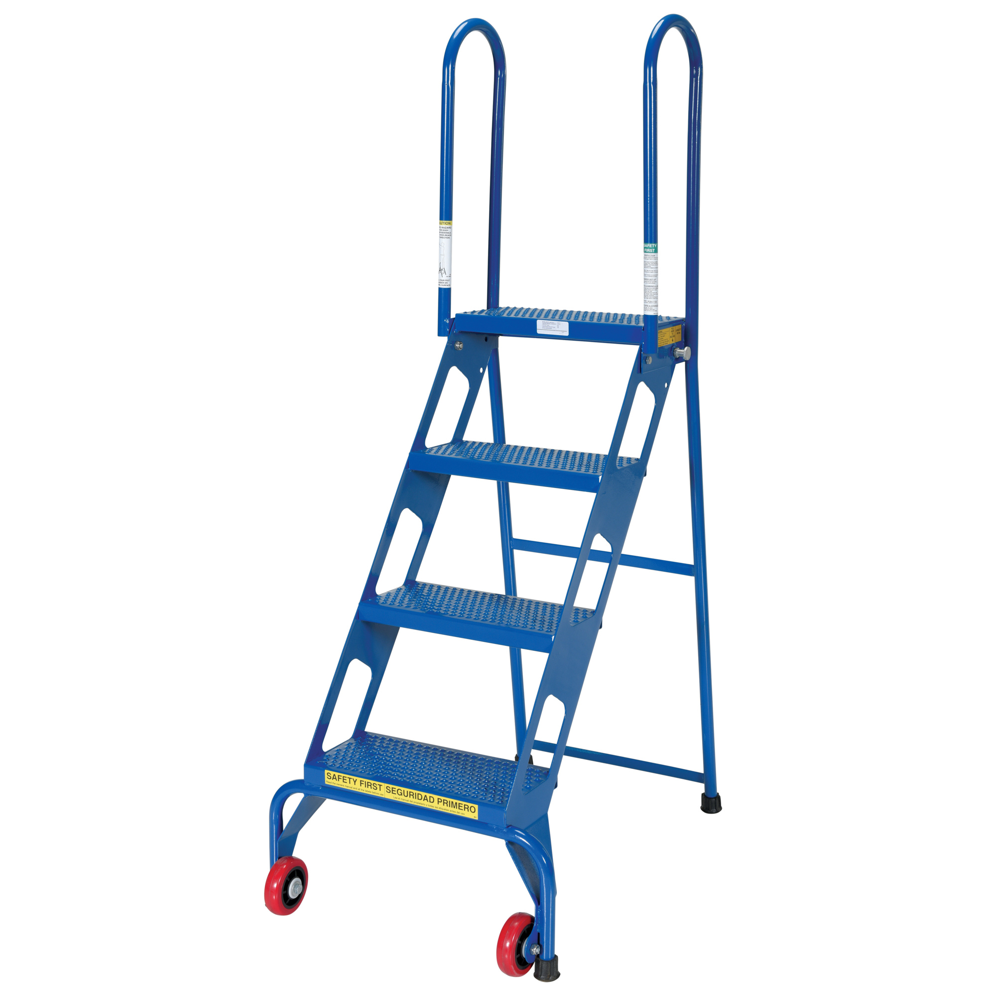 Vestil, Folding 4 step ladder with wheels, Capacity 350 lb, Material ...