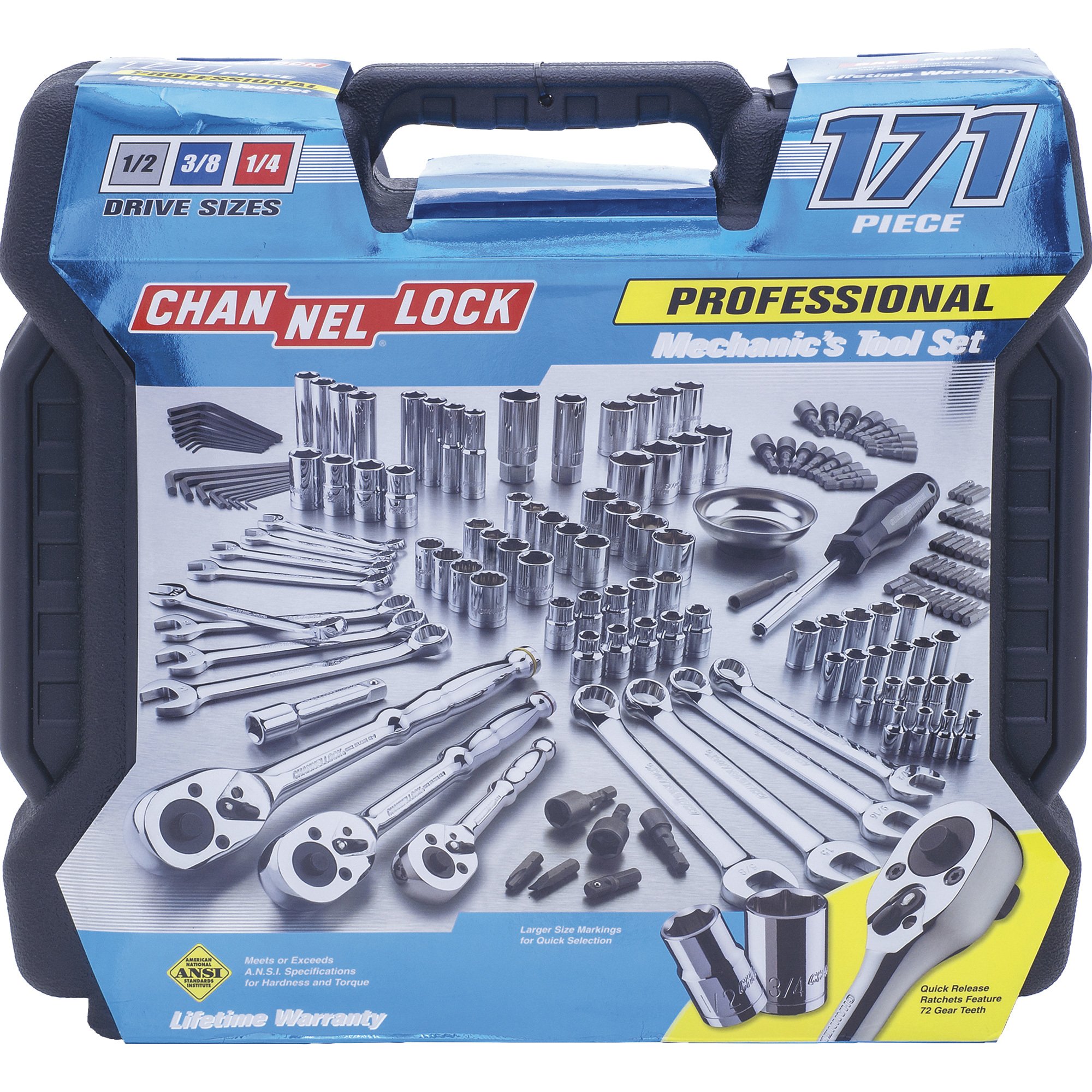 Channellock 171-Pc. Mechanic's Tool Set — 1/4in., 3/8in. & 1/2in. Drive ...