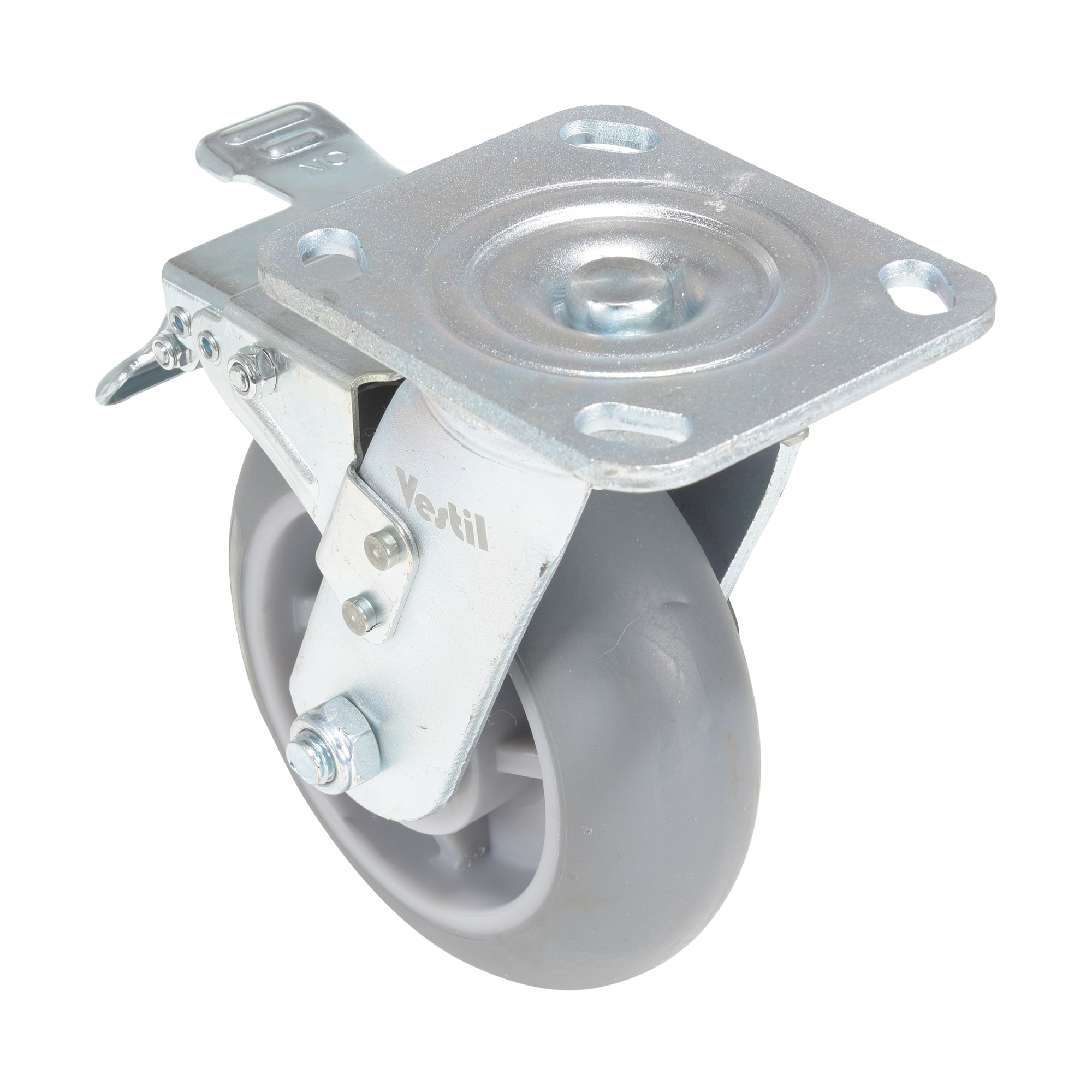 Vestil, Rubber swivel total brake 6x2 639 pounds, Wheel Diameter 6 in ...