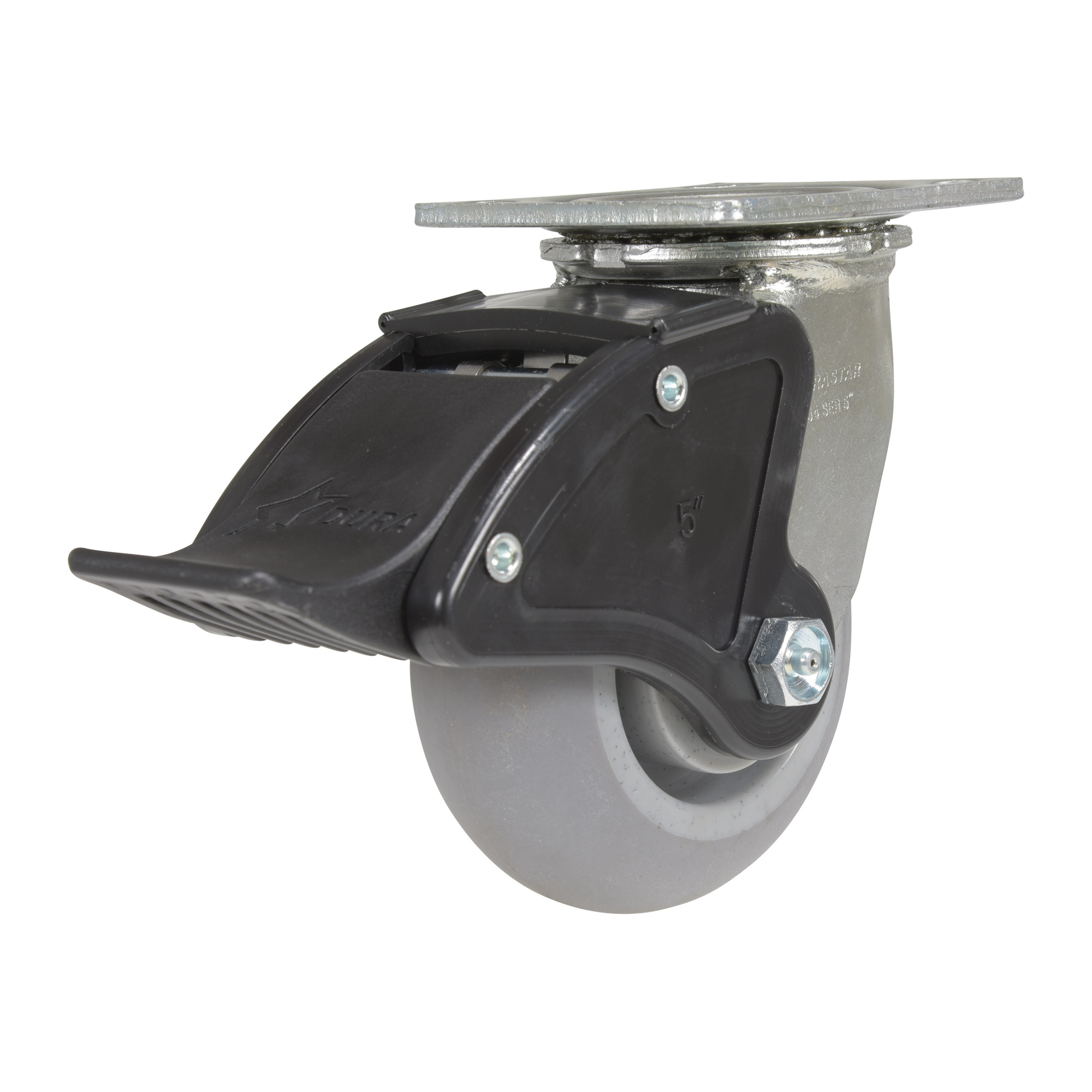 Vestil, Rubber swivel total brake 5x2 500 pounds, Wheel Diameter 5 in ...