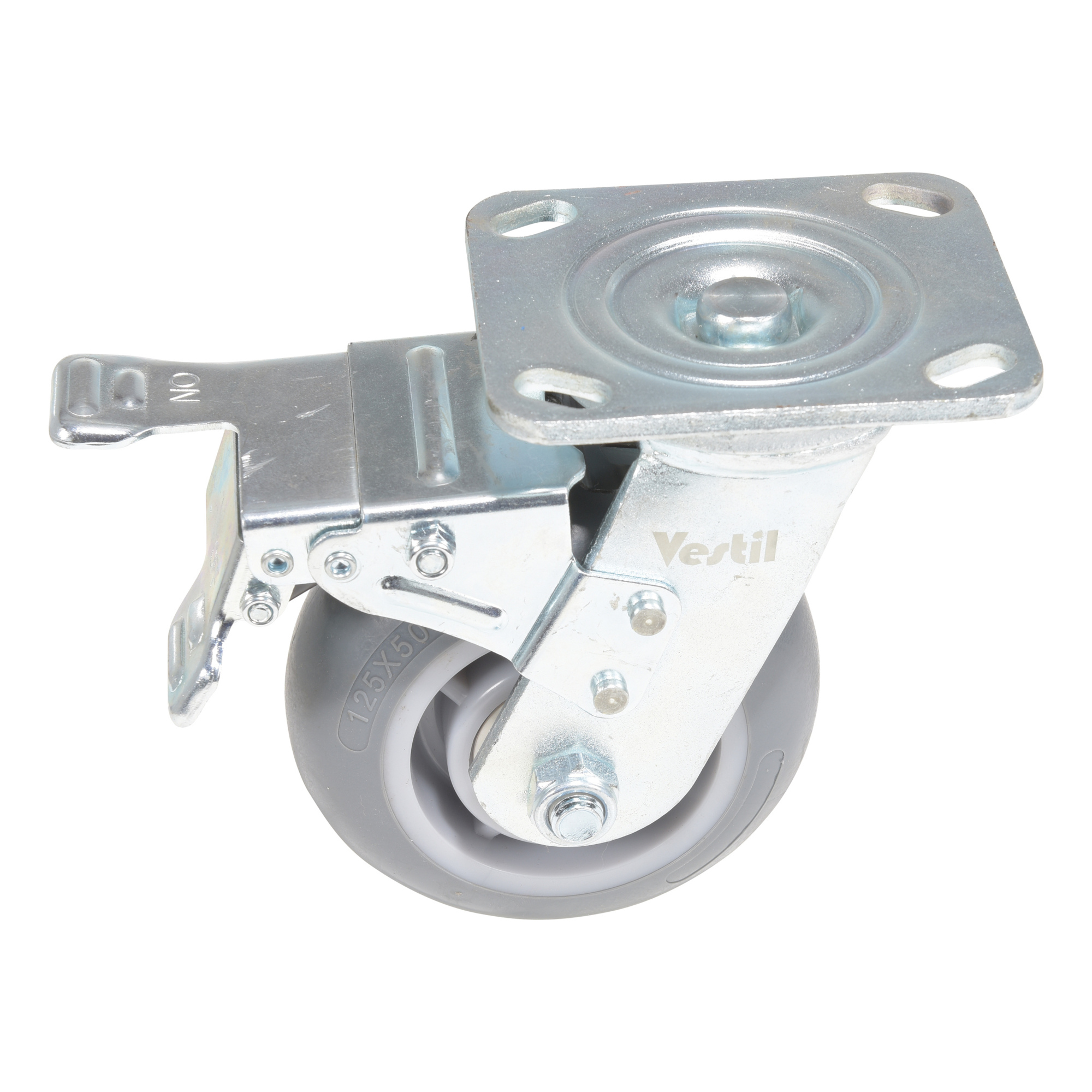 Vestil, Rubber swivel total brake 5x2 551 pounds, Wheel Diameter 5 in ...