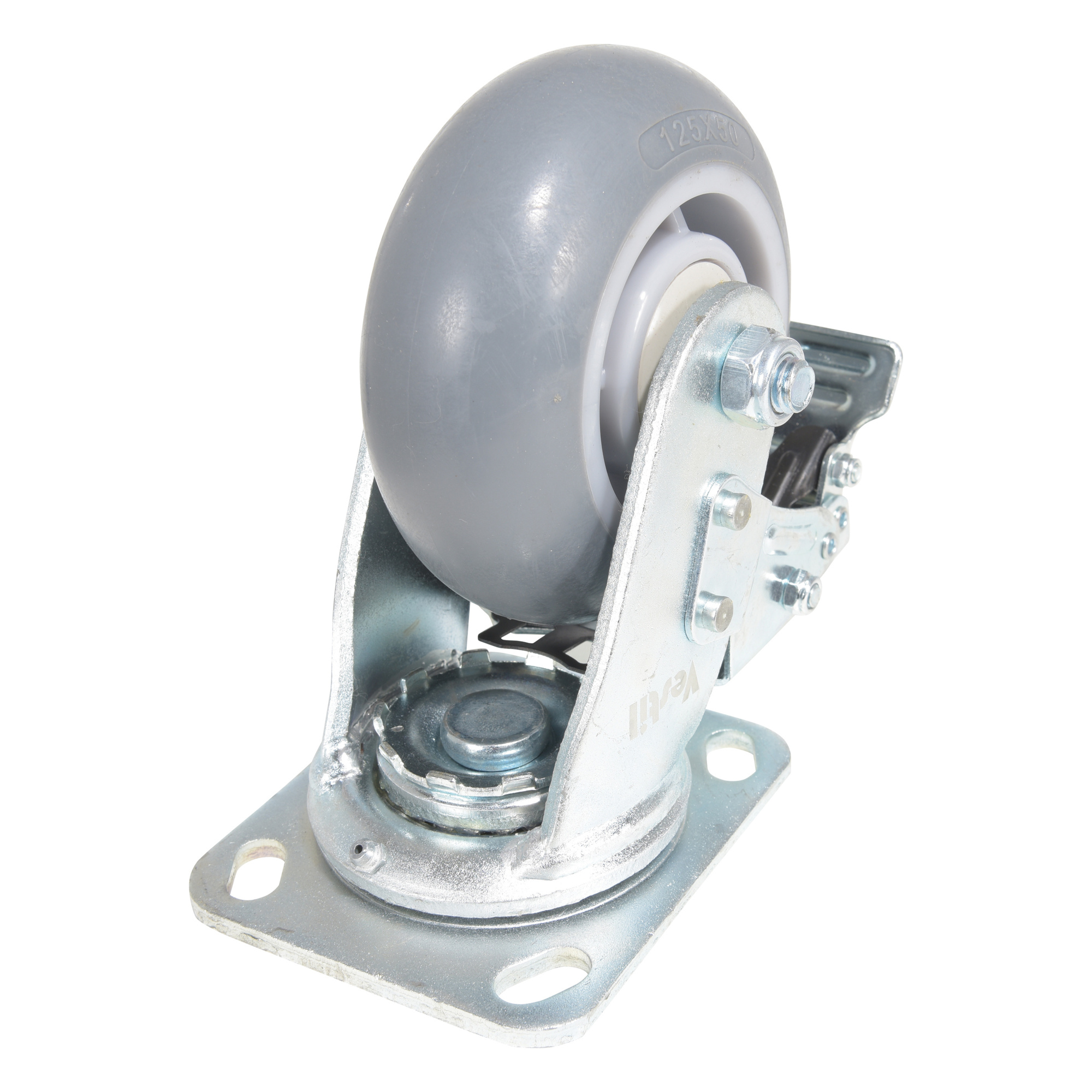 Vestil, Rubber swivel total brake 5x2 551 pounds, Wheel Diameter 5 in ...