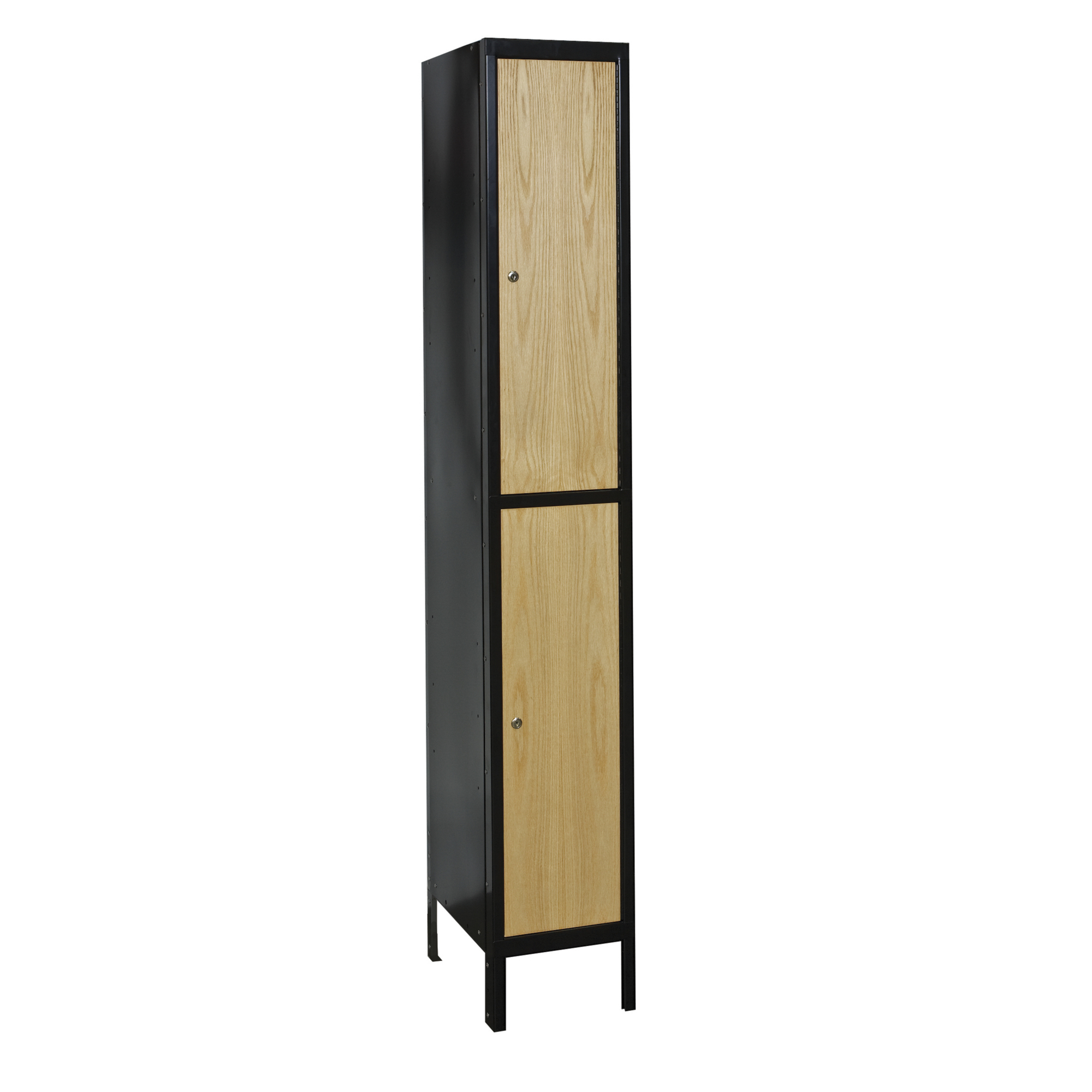 Hallowell, Double Tier Metal-Wood Hybrid Locker, Height 78 in, Width 12 ...