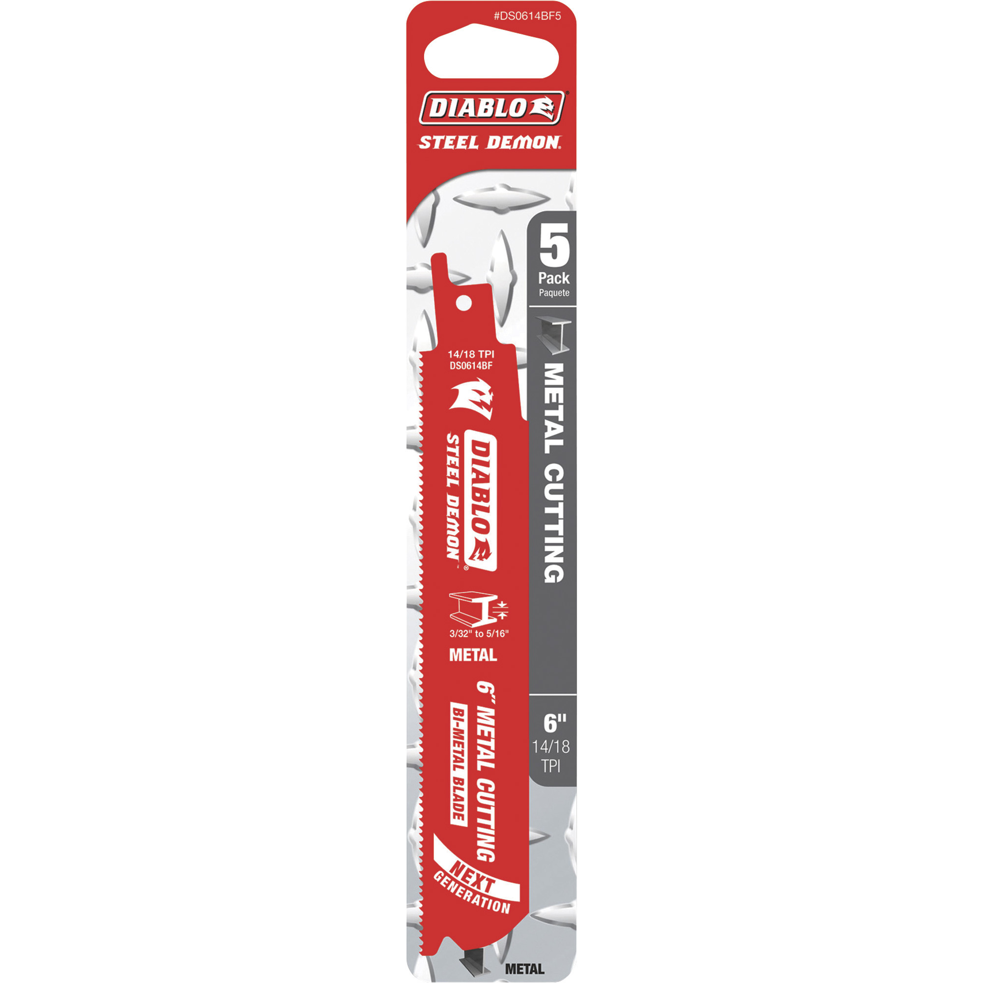 Diablo Steel Demon Reciprocating Saw Blades — 5 Pk 6in L 14 18 Tpi