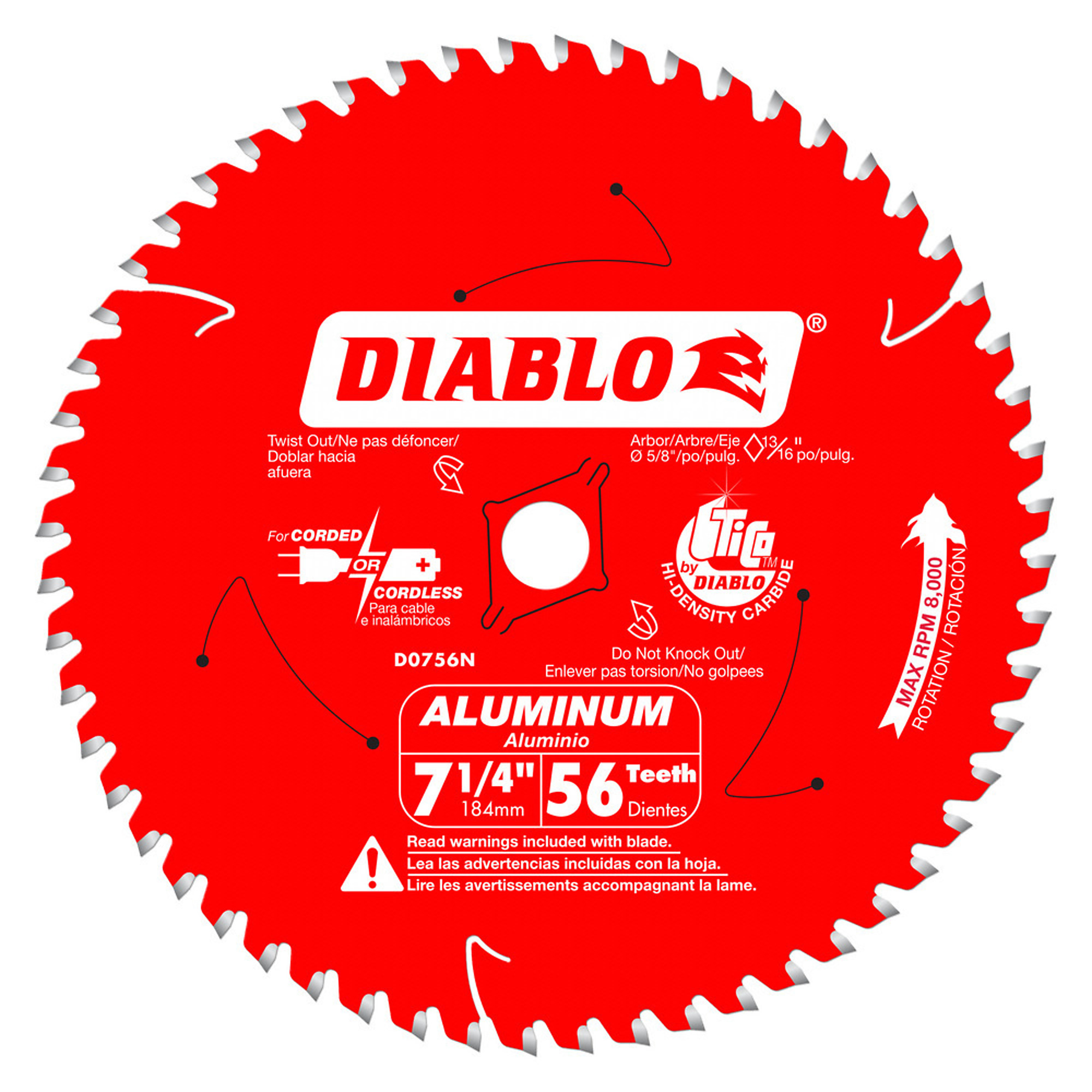 Diablo Steel Demon Nonferrous Metal-Cutting Circular Saw Blade, 7 1/4in ...