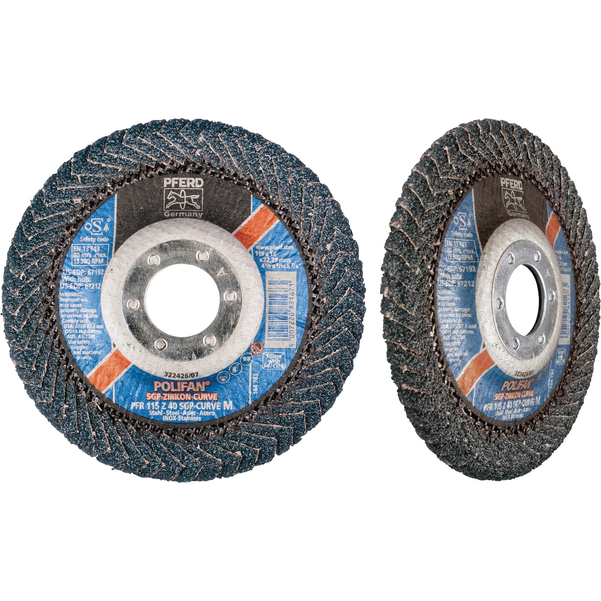 PFERD Zirconia Curve Flap Disc — 10-Pk., 4 1/2in. x 1/2in. x 7/8in., 40 ...