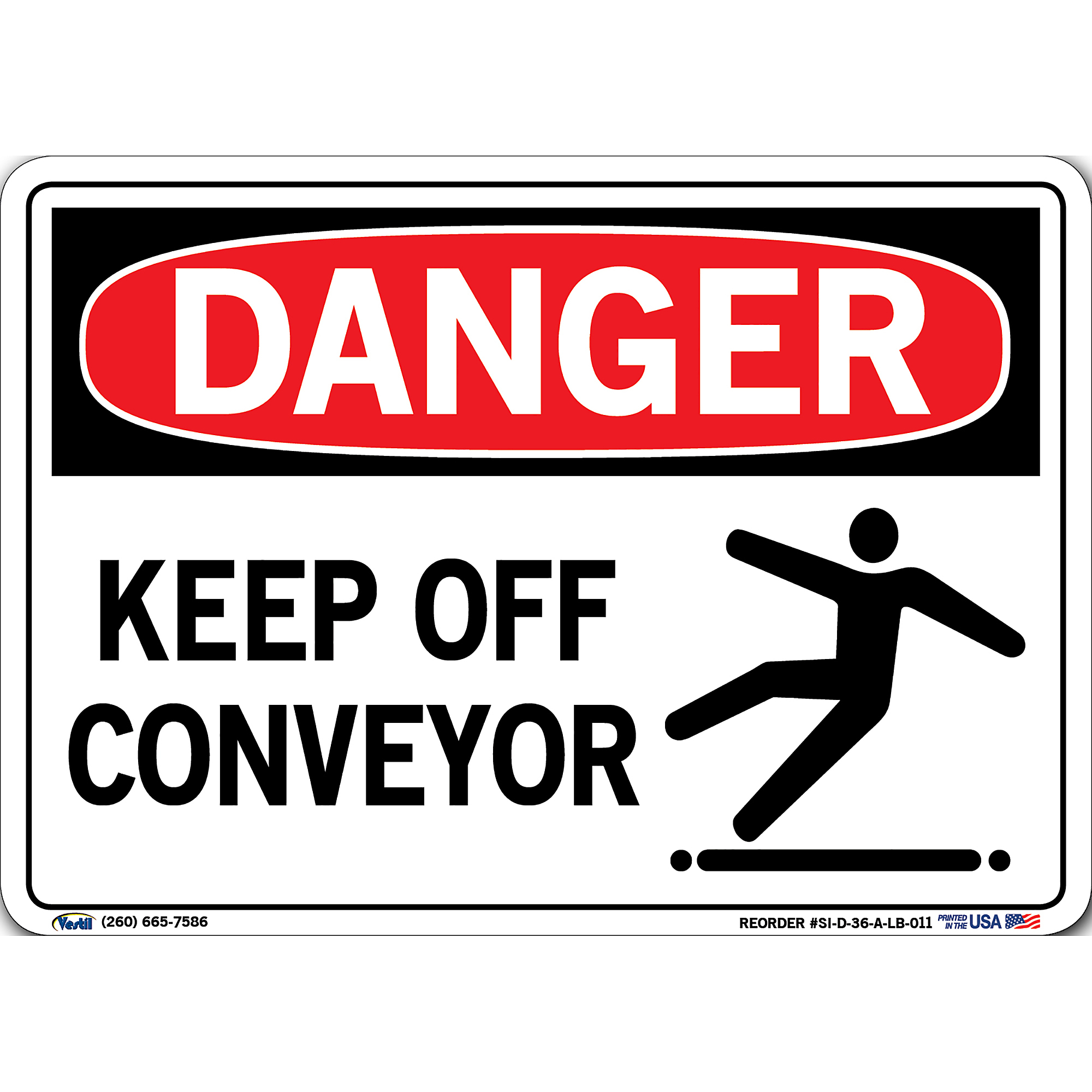 Vestil, Danger Sign Decal, Sign Message KEEP OFF CONVEYOR, Height 7.5 ...