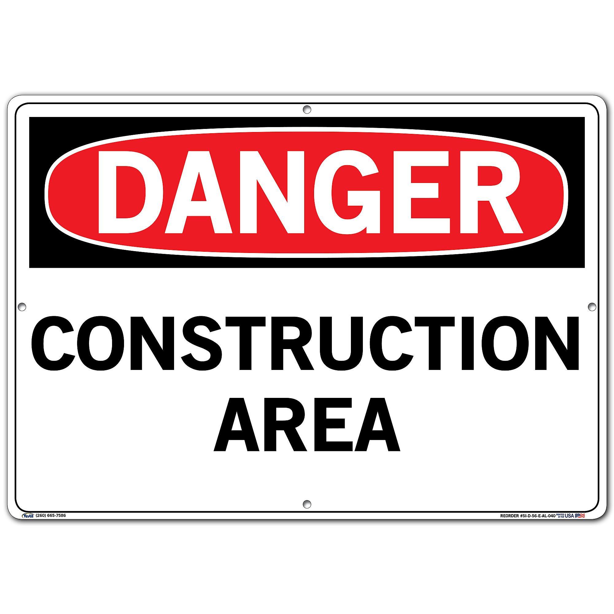 Vestil, Danger Sign, Sign Message CONSTRUCTION AREA, Height 14.5 in ...