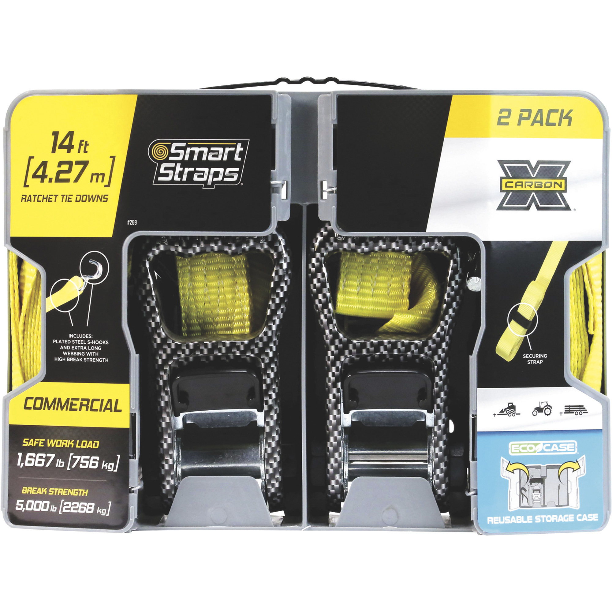 SmartStraps CarbonX Ratchet Tie-Downs, 2-Pk., 14ft. x 1.5in. Each ...