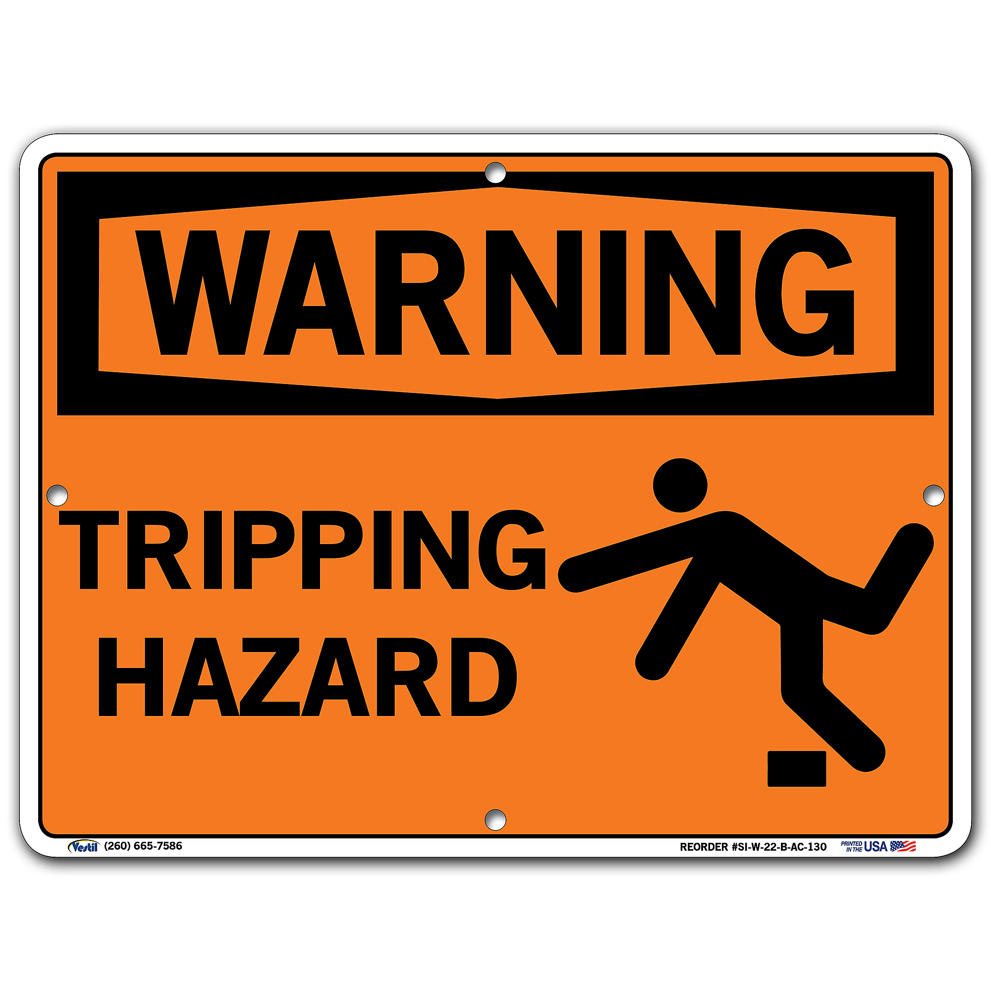 Vestil, Warning Sign, Sign Message TRIPPING HAZARD, Height 9.5 in ...