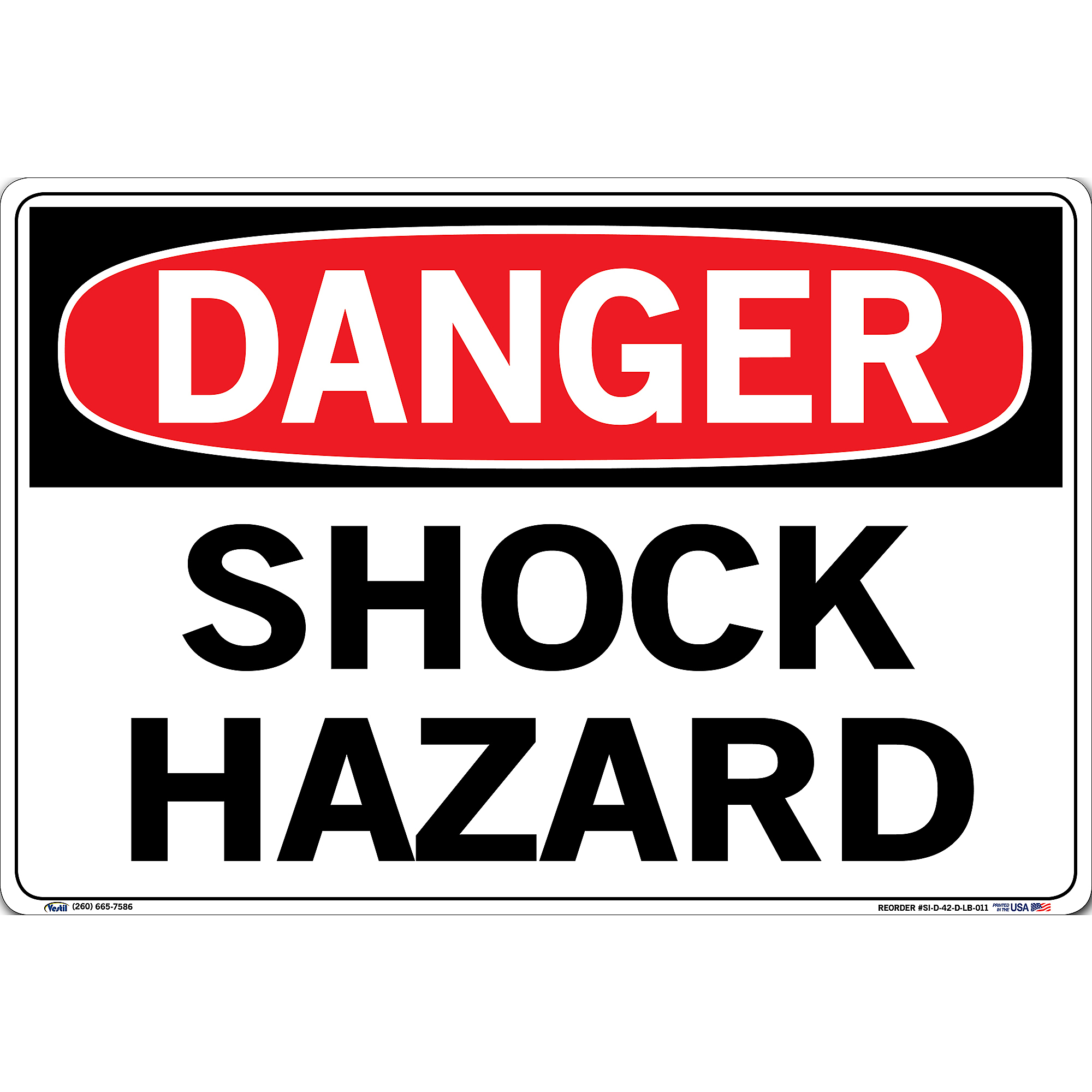 Vestil, Danger Sign Decal, Sign Message SHOCK HAZARD, Height 12.5 in ...