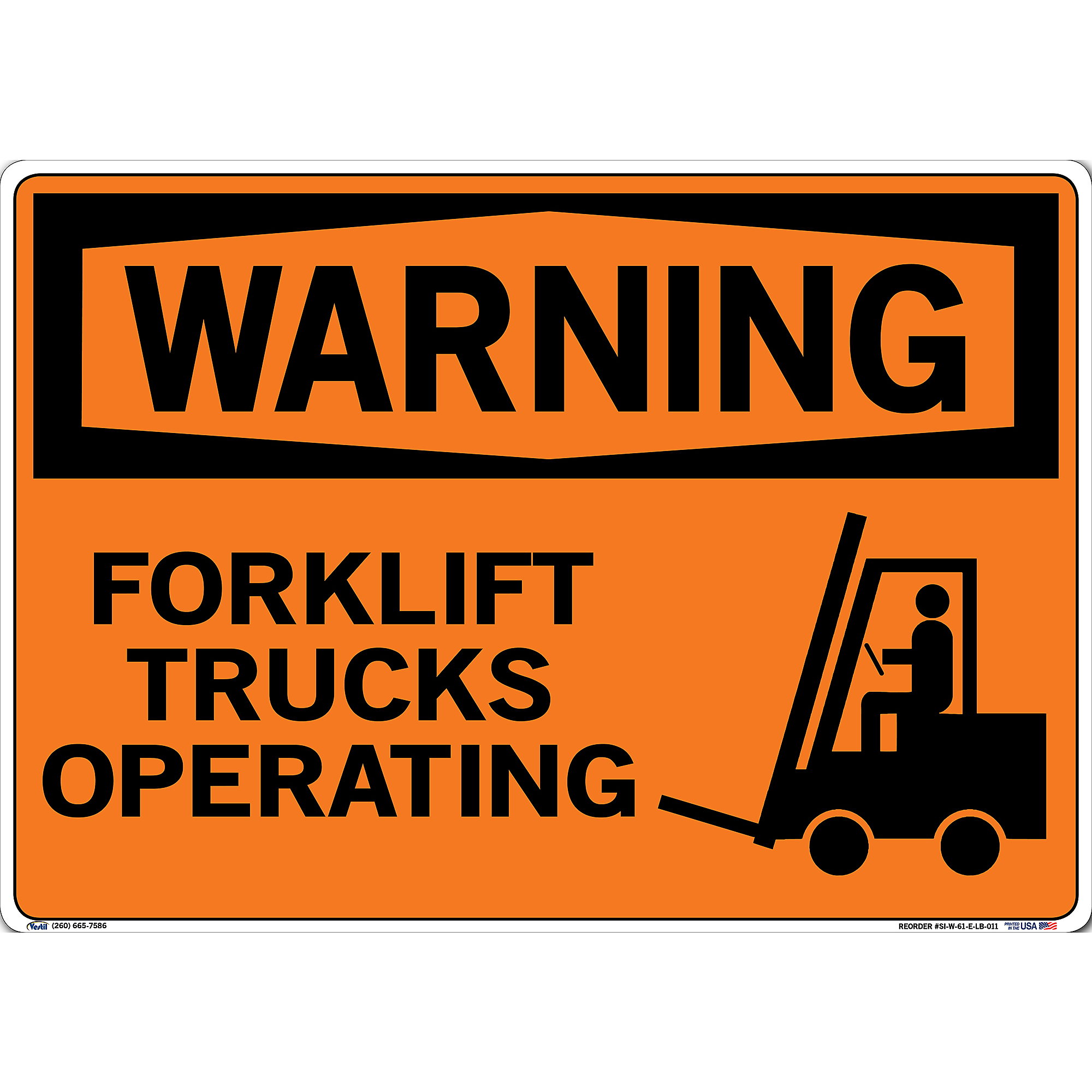 Vestil, Warning Sign Decal, Sign Message FORKLIFT TRUCKS OPERATING ...