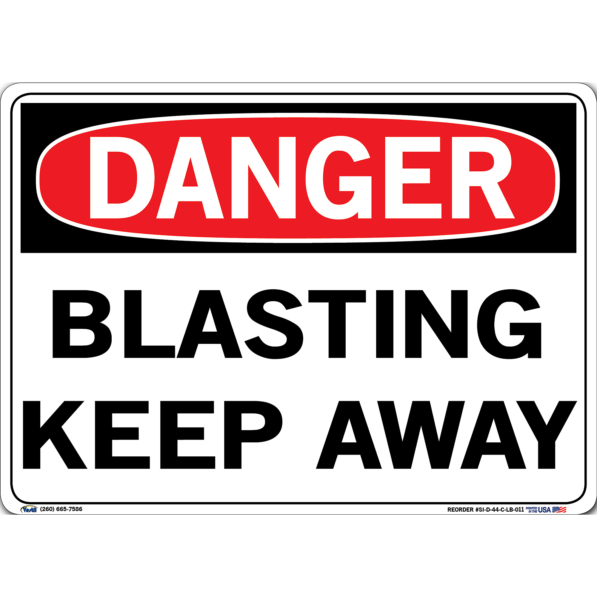 Vestil, Danger Sign Decal, Sign Message BLASTING KEEP AWAY, Height 10.5 ...