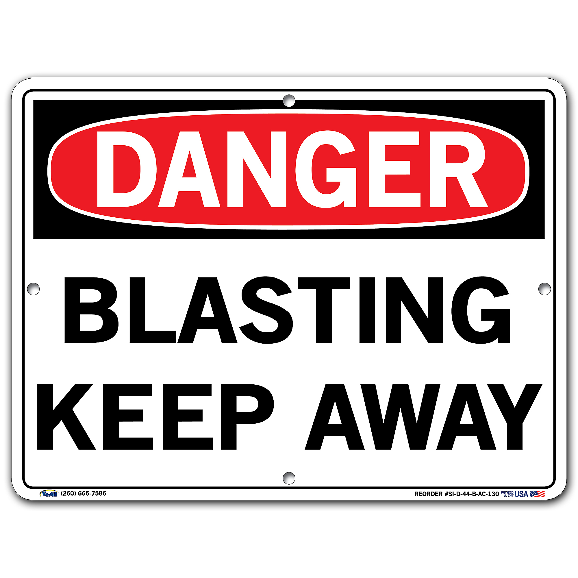Vestil, Danger Sign, Sign Message BLASTING KEEP AWAY, Height 9.5 in ...