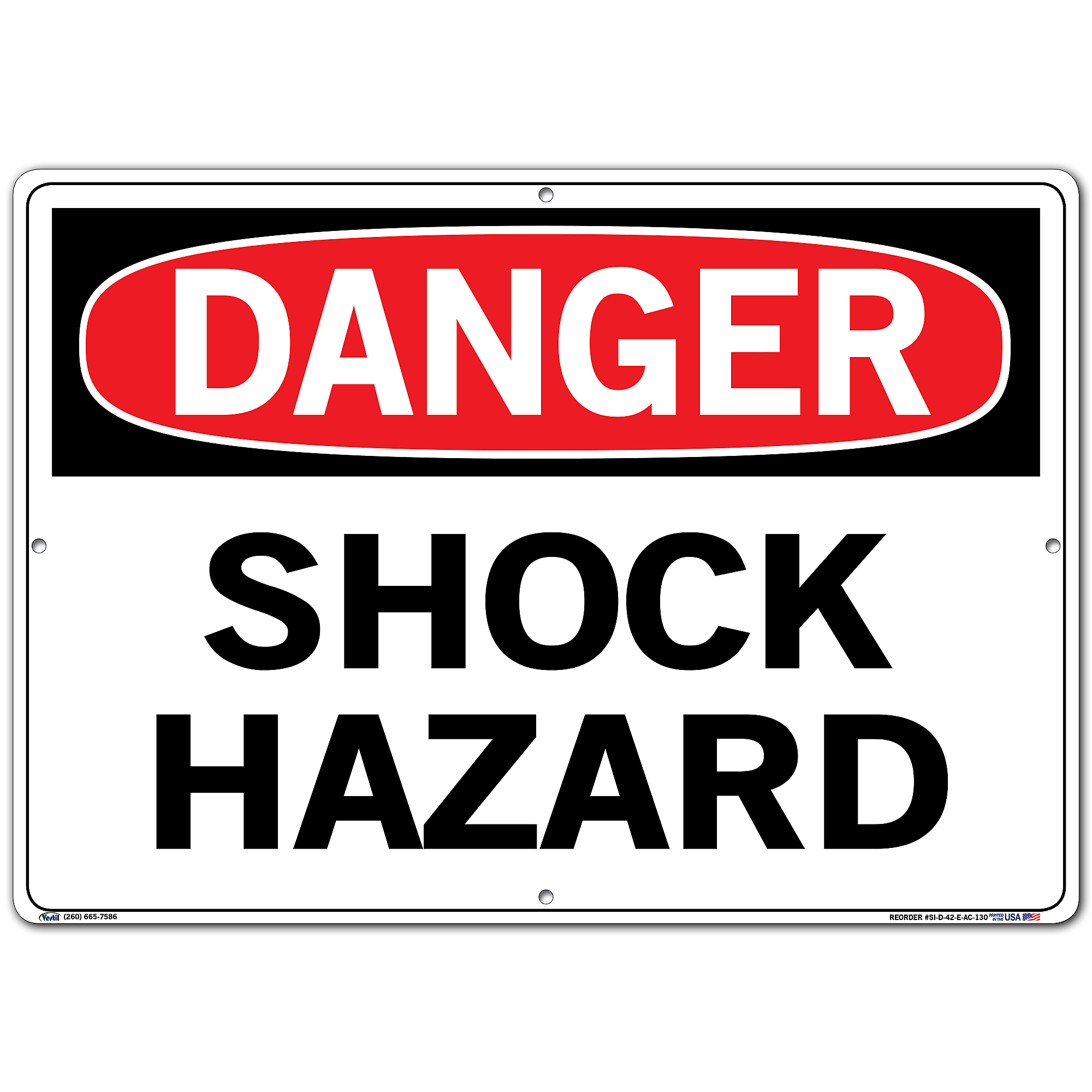 Vestil, Danger Sign, Sign Message SHOCK HAZARD, Height 14.5 in, Width ...