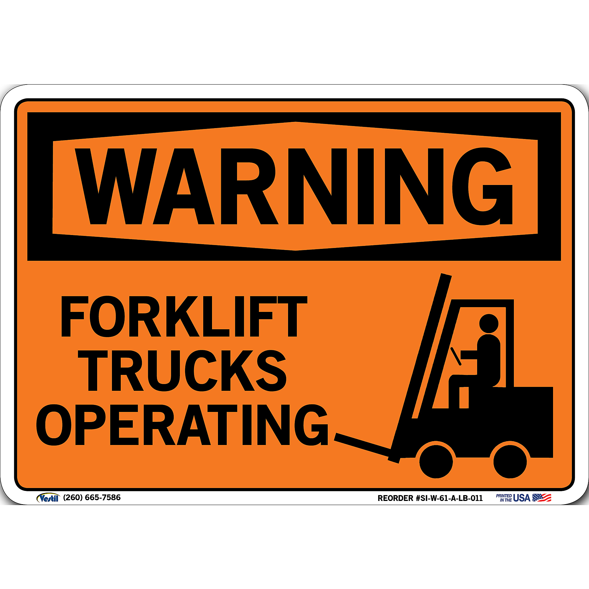 Vestil Warning Sign Decal, Sign Message FORKLIFT TRUCKS OPERATING ...