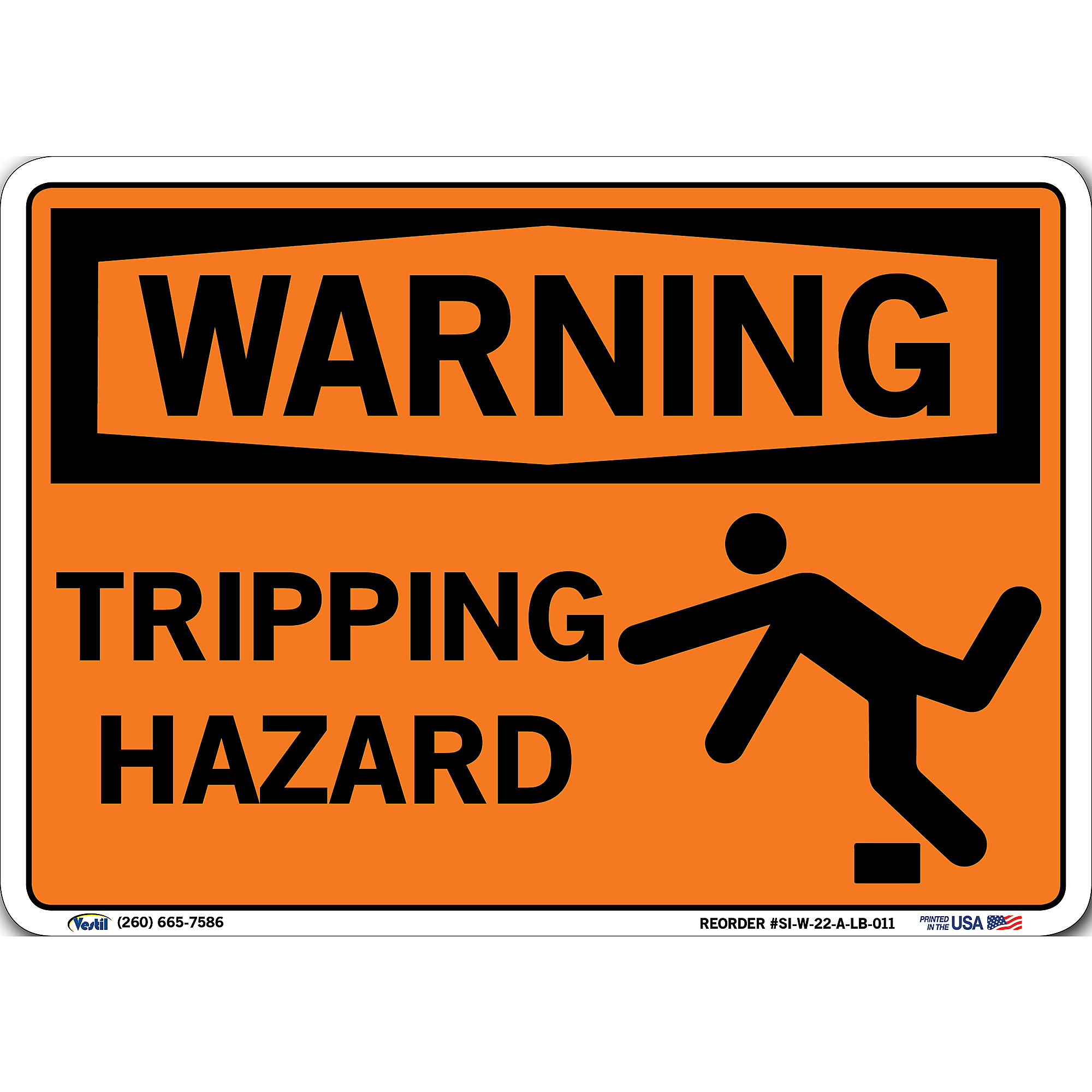 Vestil, Warning Sign Decal, Sign Message TRIPPING HAZARD, Height 7.5 in ...